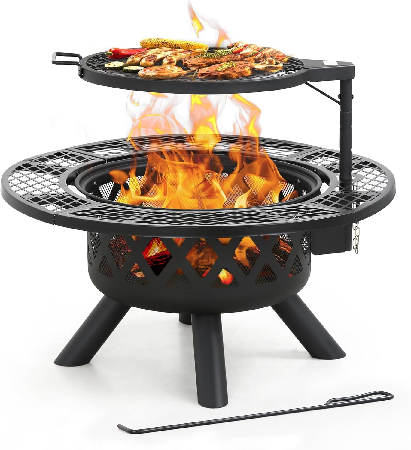 SOPTY Large Outdoor Fire Pit Patio - Ideal for Wood Burning, Create a ...