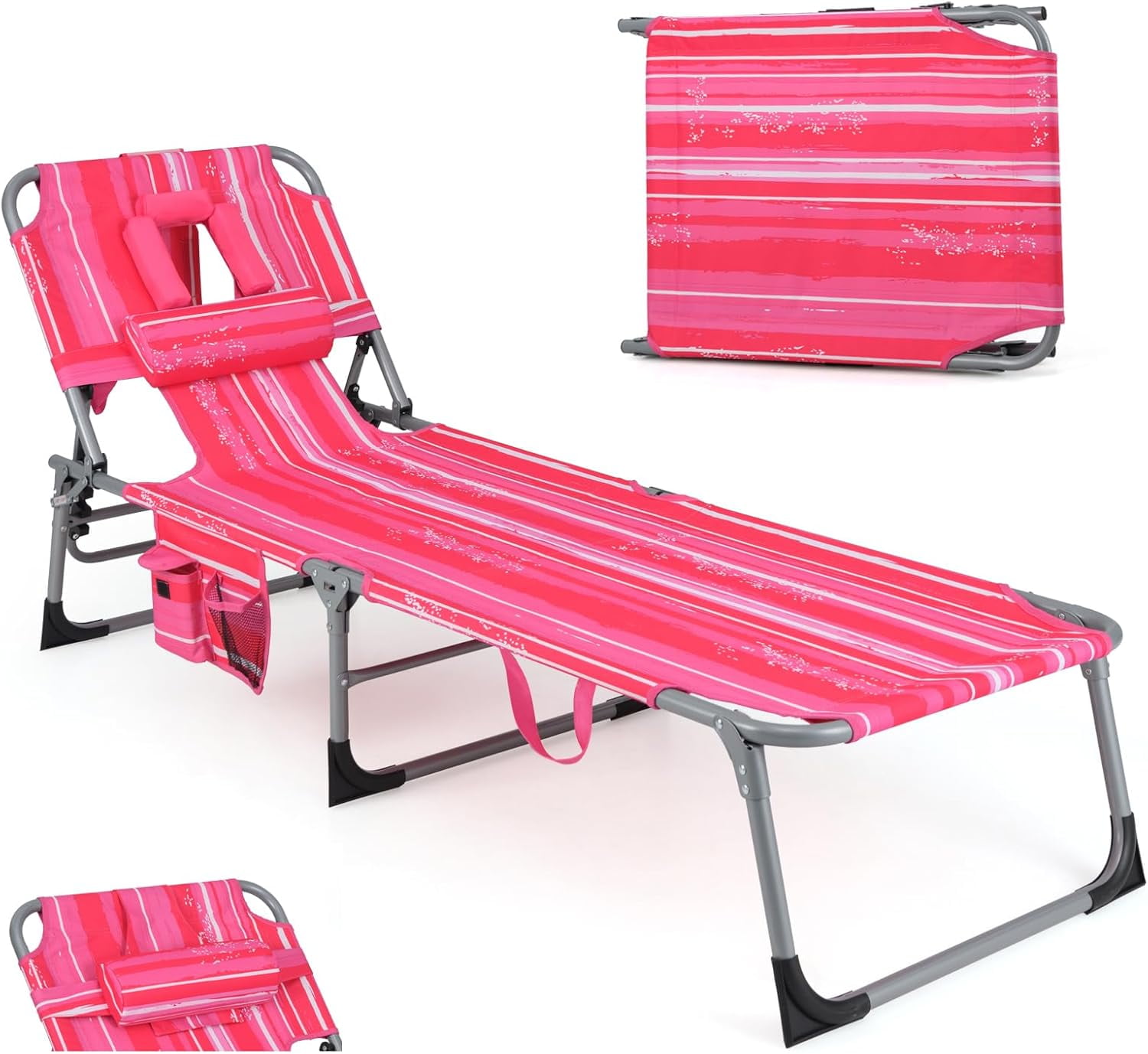 SOPTY Lounge Chair Outdoor, Tanning Chair, Folding Beach Chair with ...
