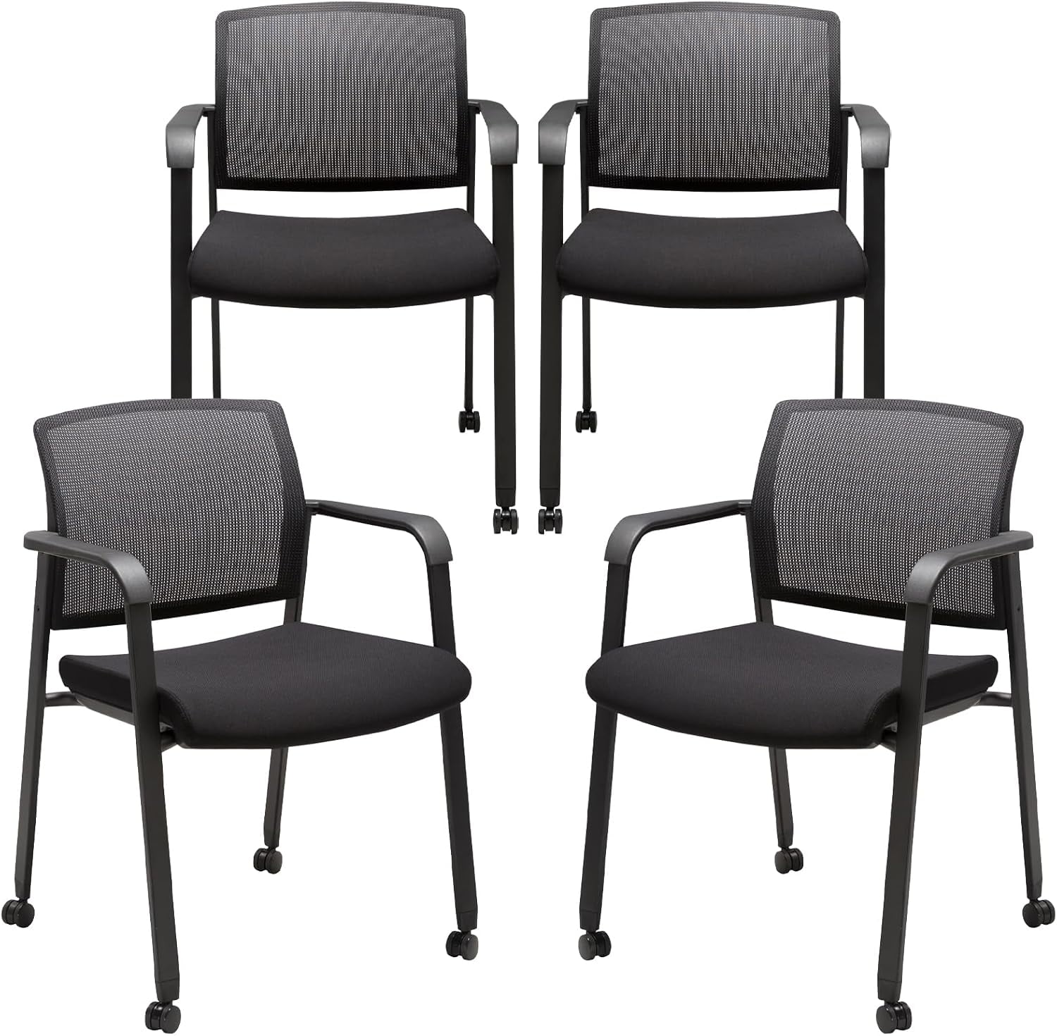 SOPTY Mesh Back Guest Reception Arm Chairs with Wheels, Waiting Room ...