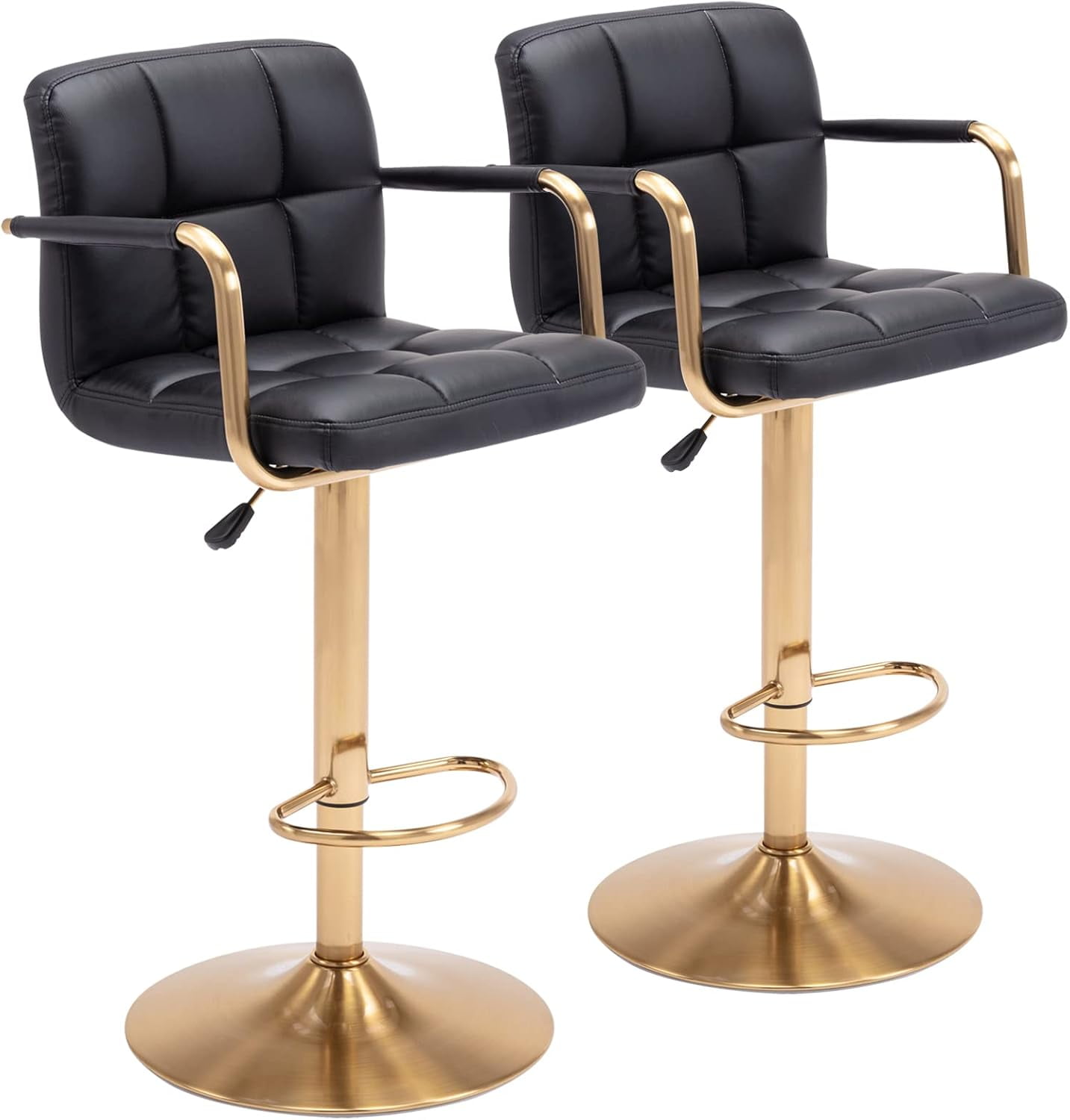 SOPTY Modern PU Leather Square Bar Stools, Adjustable Swivel Barstools ...