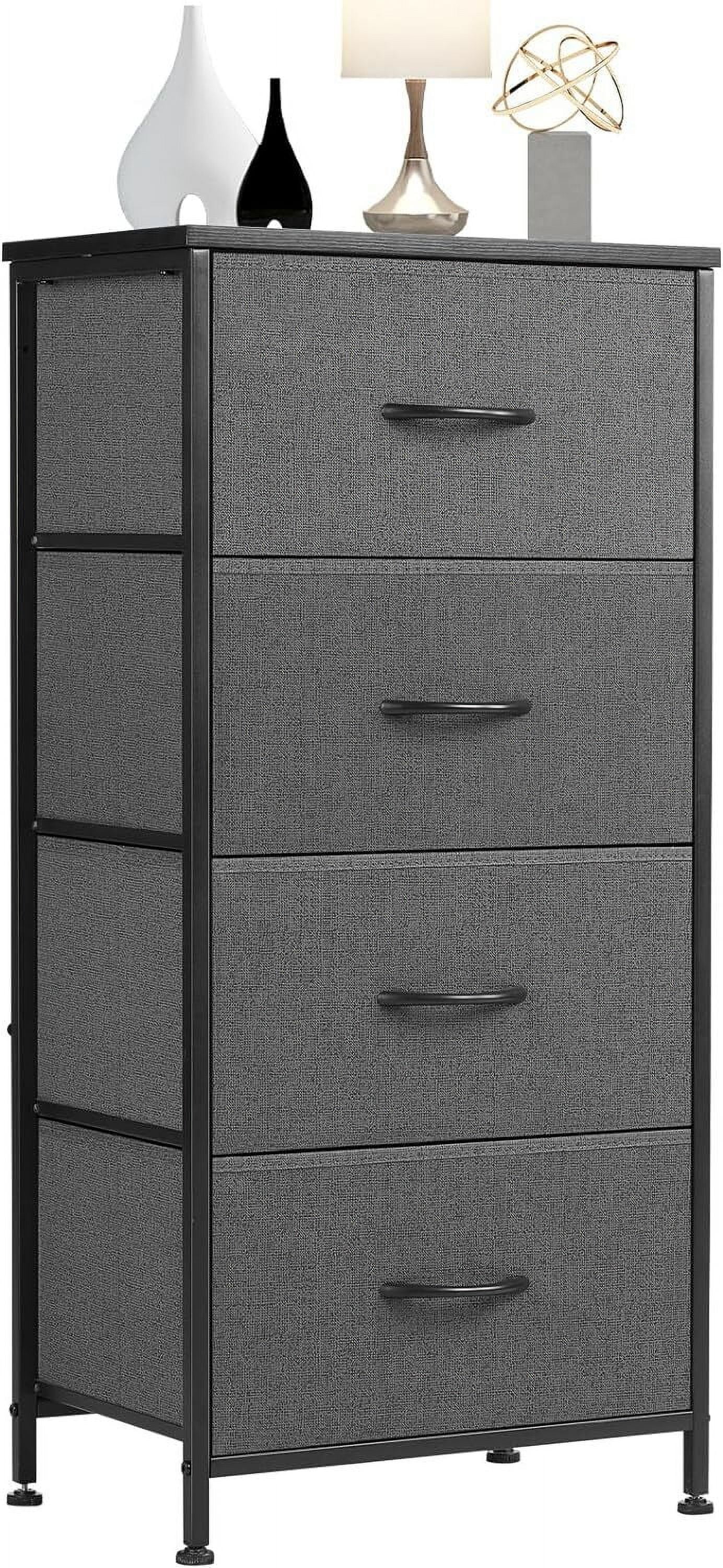 SOPTY Nightstand Small Bedroom Dresser with 4 Fabric Drawers,Bed Side ...