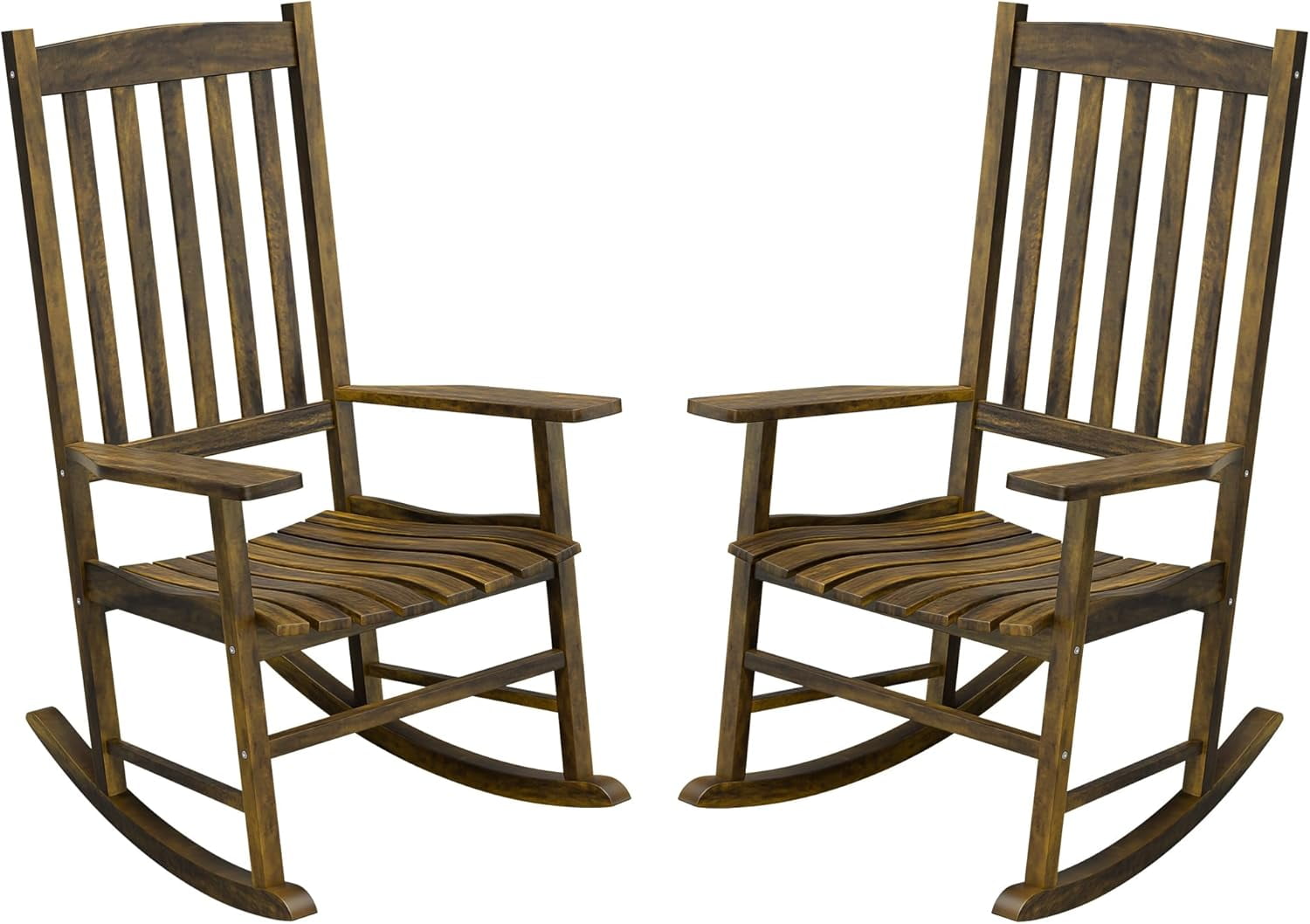 SOPTY Outdoor Rocking Chair Set of 2, All Weather Resistant Wood ...