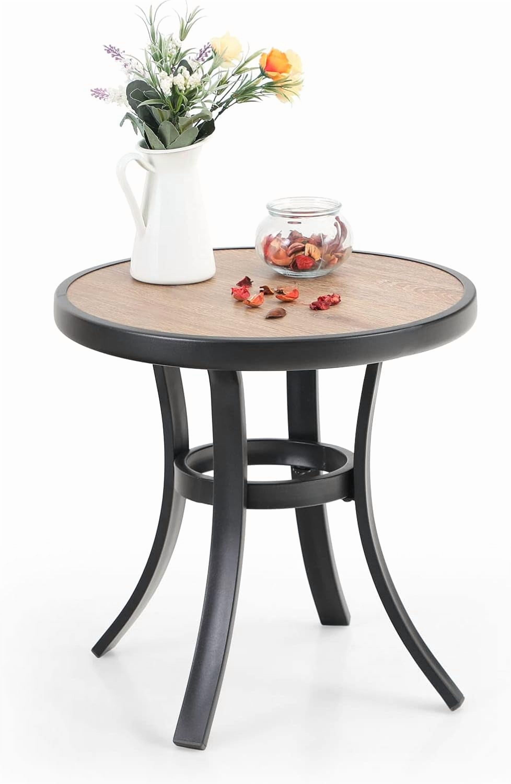 SOPTY Outdoor Round Side Table, Small Wood Table Top End Table Coffee ...