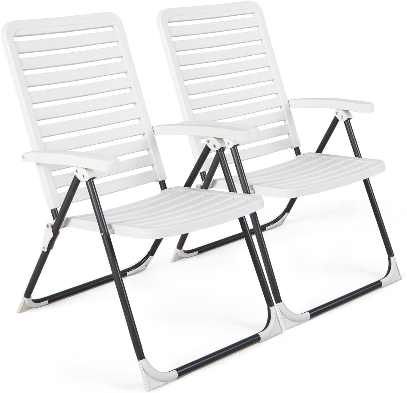 SOPTY Patio Folding Chair, Adjustable Reclining Folding Chair w/ 7 ...