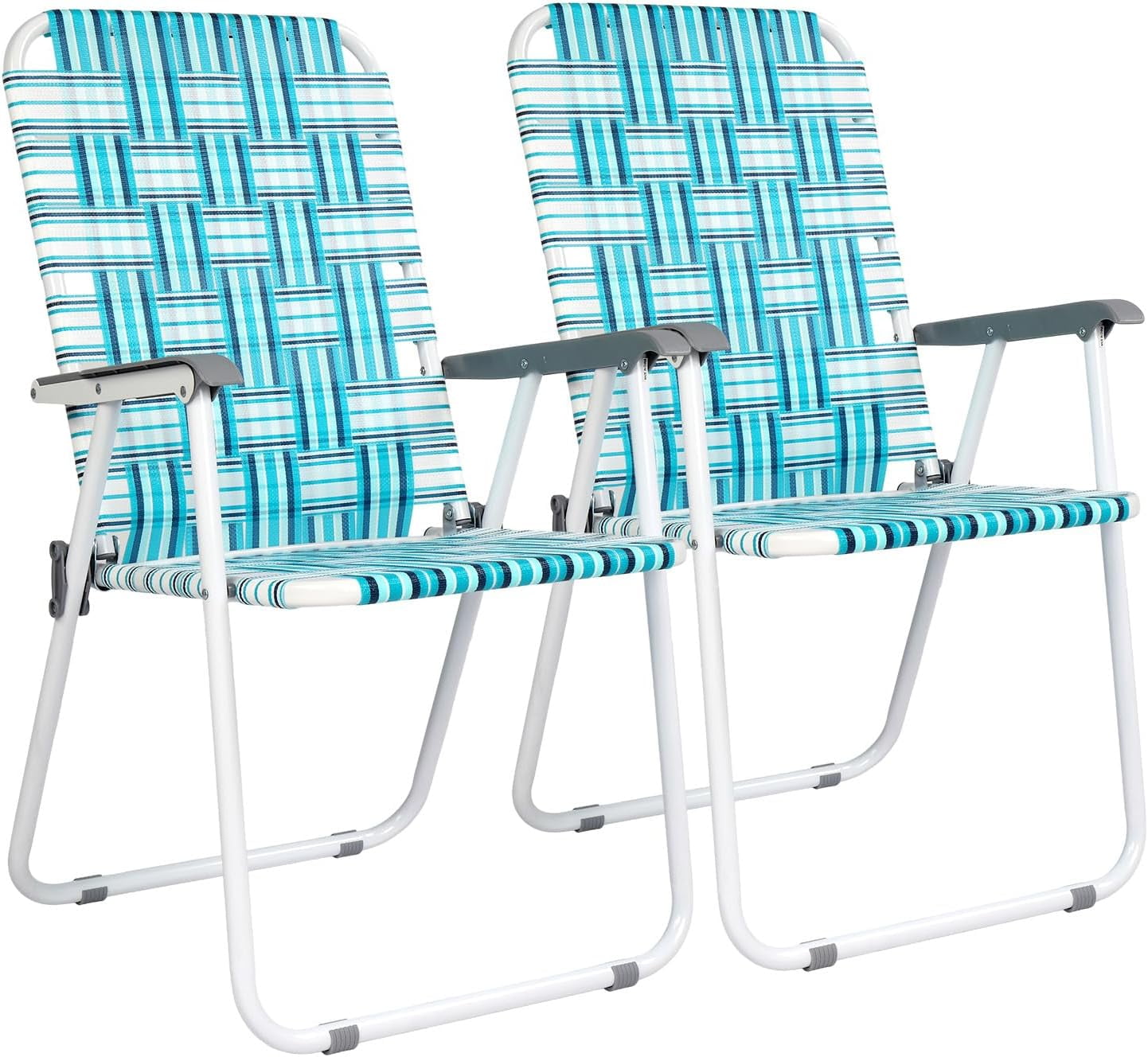 SOPTY Patio Lawn Webbed Folding Chairs Set of 4, Outdoor Beach Chair ...