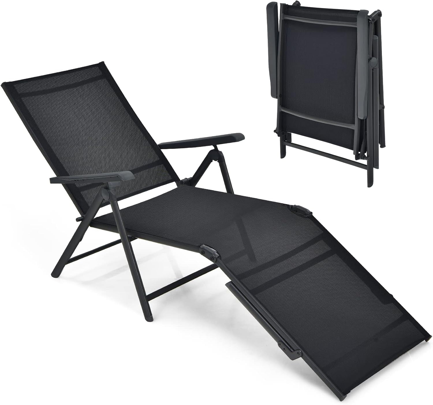 SOPTY Patio Lounge Chair Foldable Chaise Lounger, Outdoor Sunbathing ...