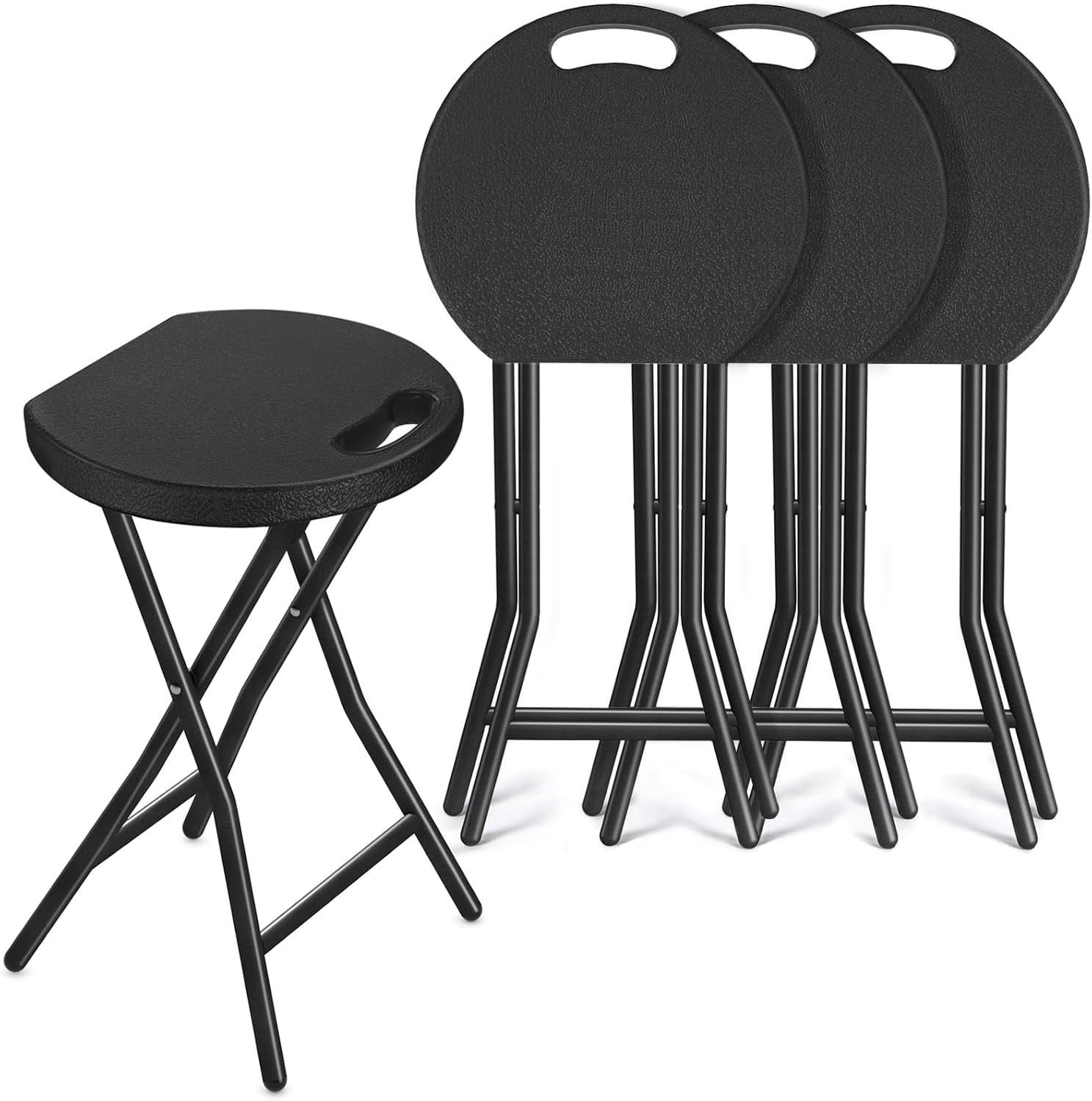 SOPTY Portable Folding Chair with Handle, Heavy Duty Round Fold Stool ...