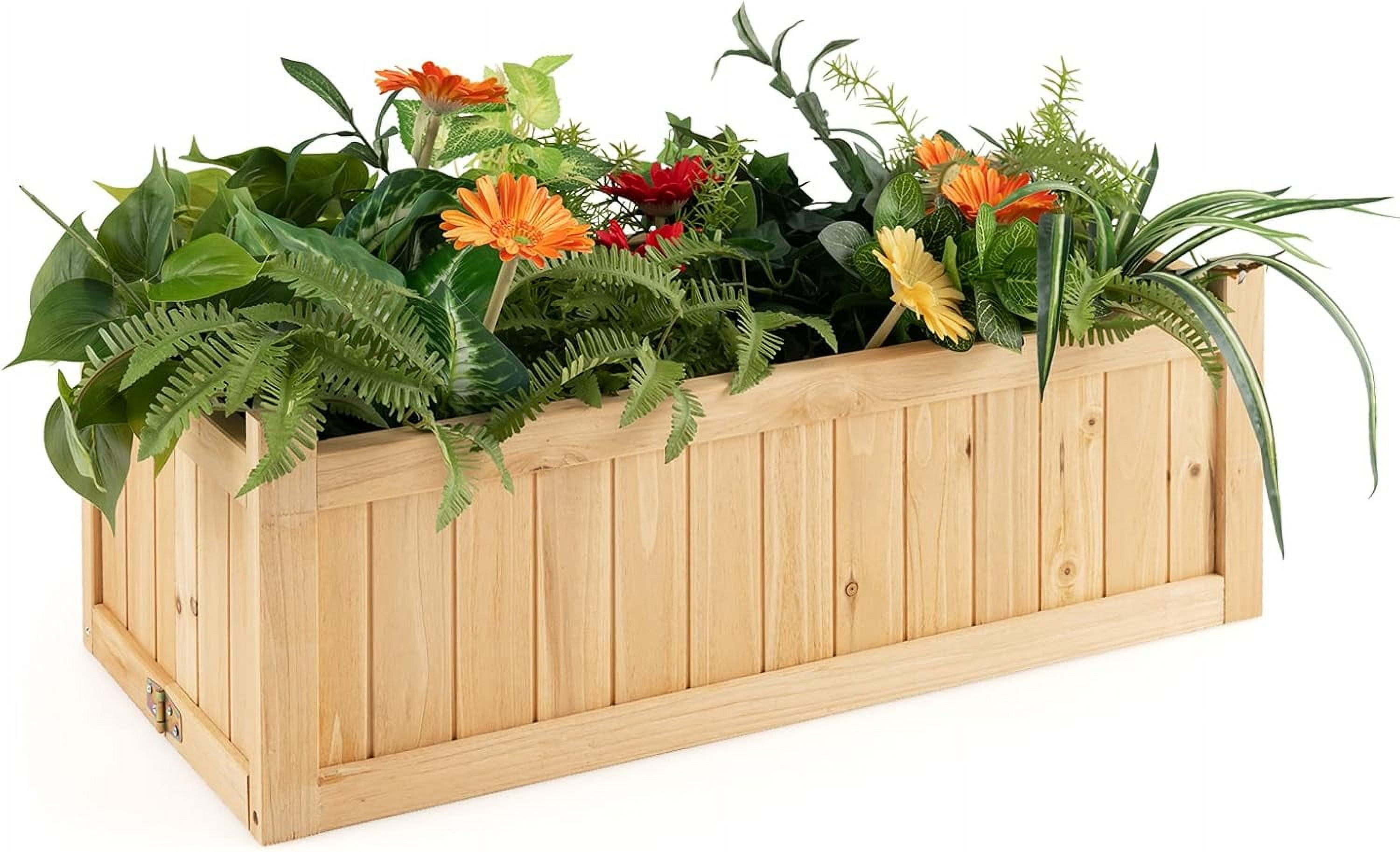 SOPTY Raised Garden Bed, Folding Wood Planter for Vegetable Flower ...