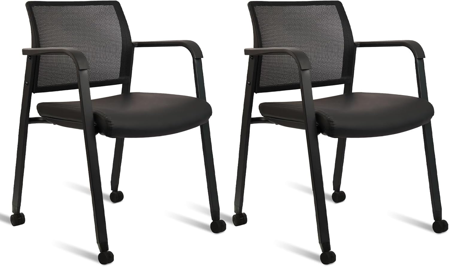 SOPTY Stacking Office Chair with Wheels, Mesh Back Waiting Room Guest ...