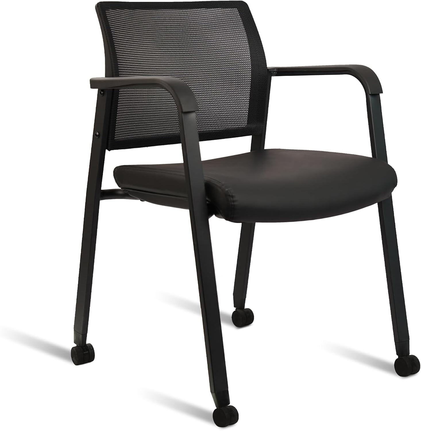SOPTY Stacking Office Chair with Wheels, Mesh Back Waiting Room Guest ...