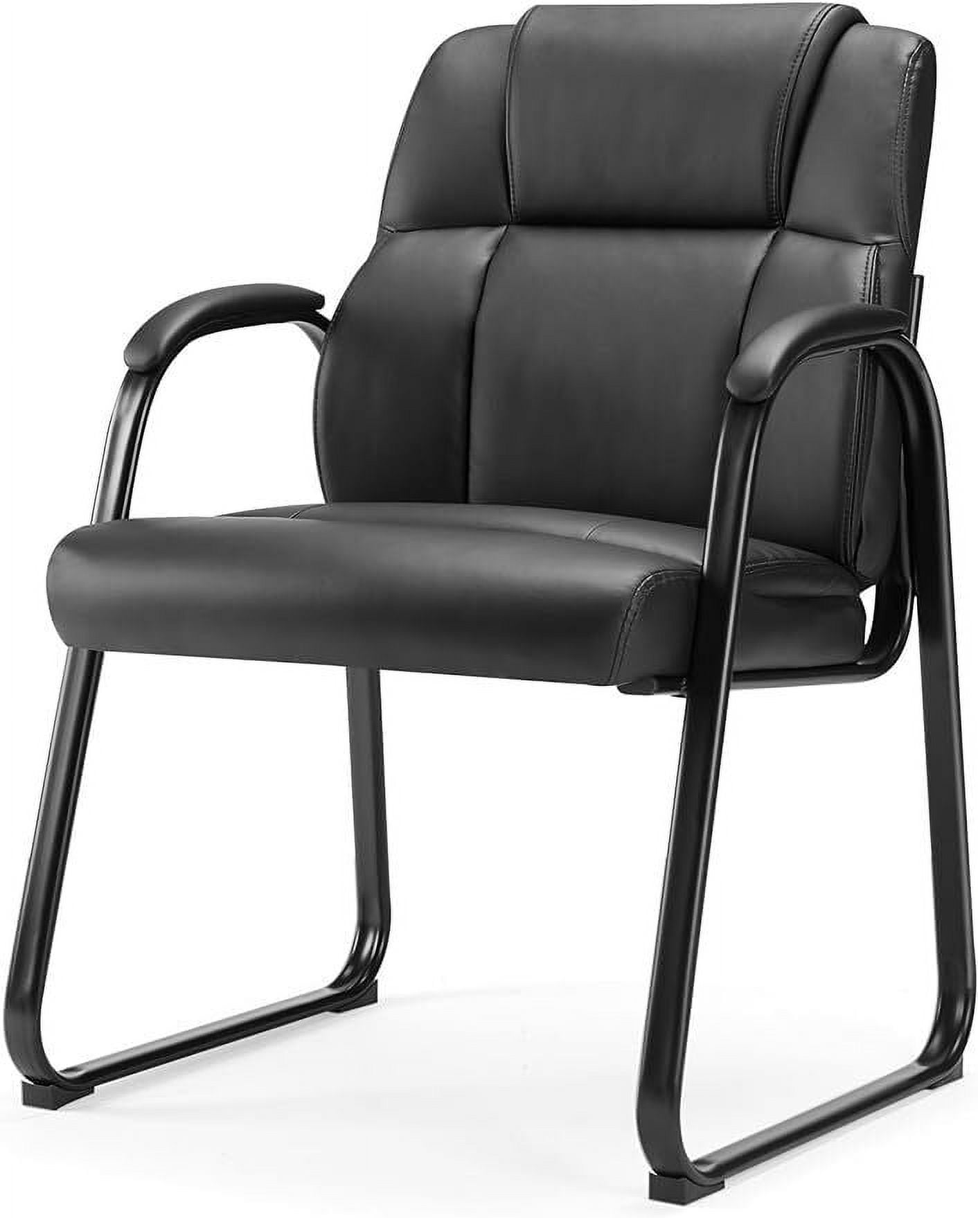 SOPTY Waiting Room Chairs Set of 1, Leather Office Guest Chair No Wheels, Comfy Padded Arms and ...