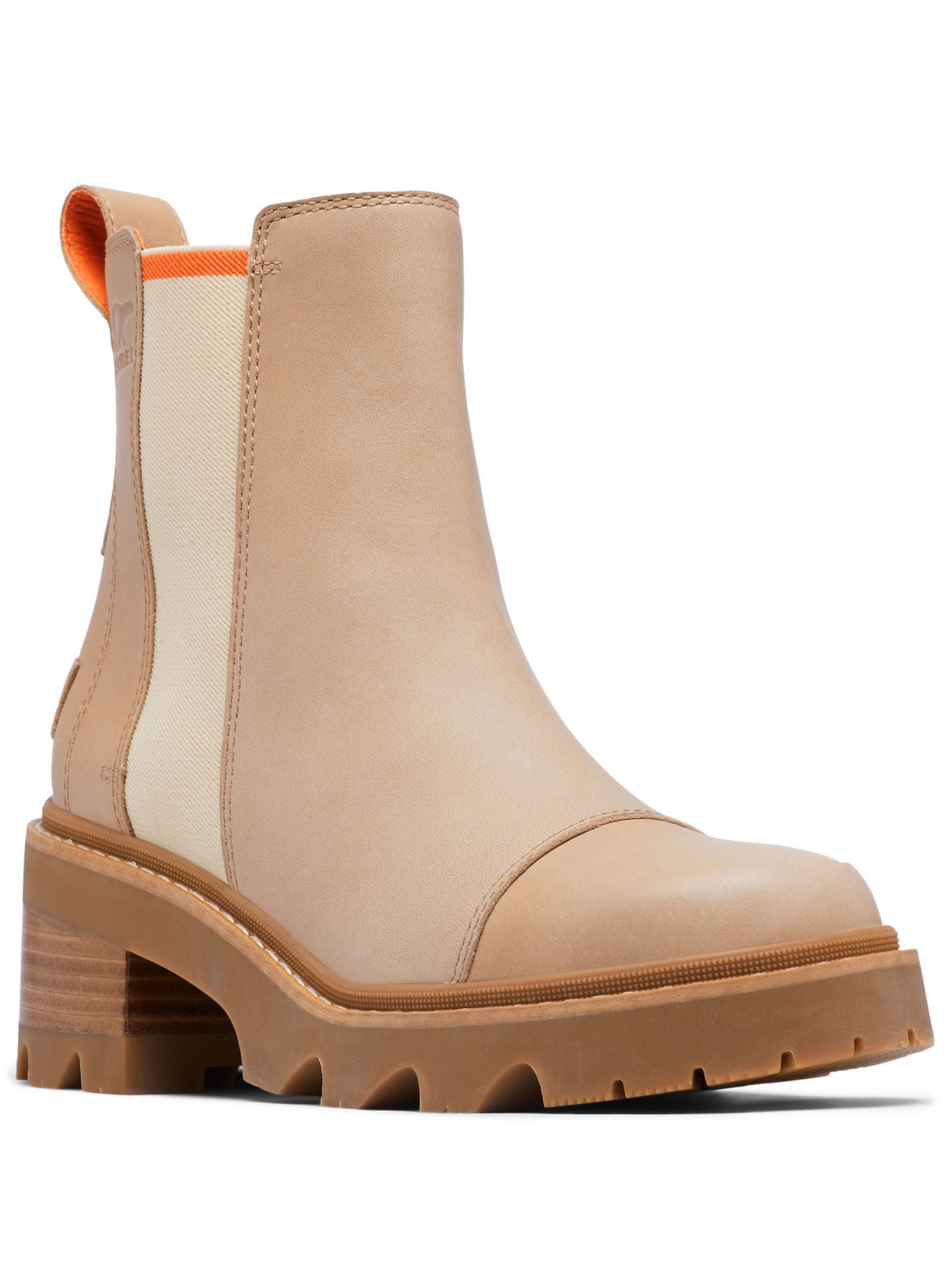 SOREL Womens Beige 1" Platform Heel Pull-Tab Logo Patch Padded Goring ...