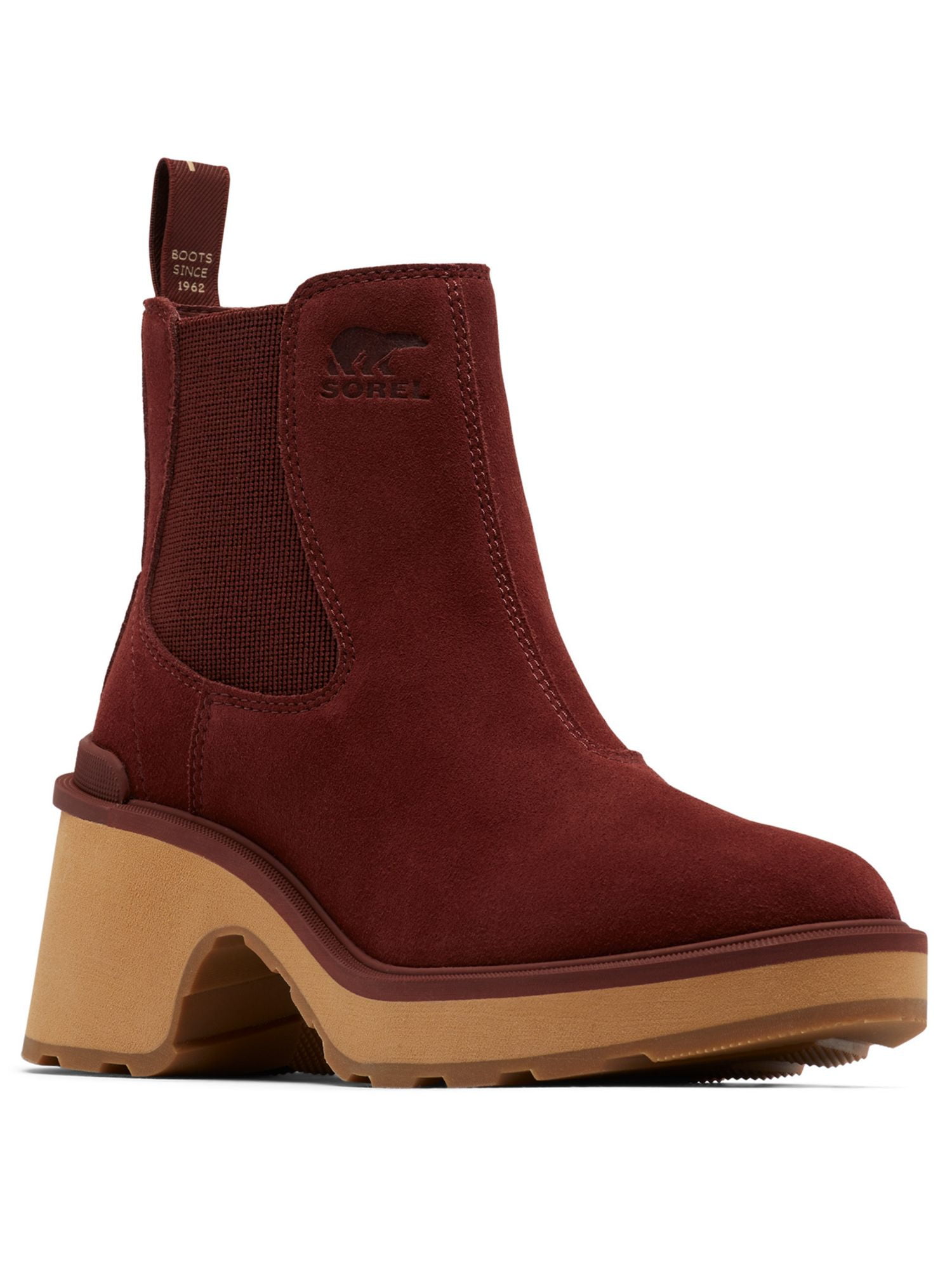 SOREL Womens Maroon Back Pull-Tab Waterproof 1" Platform Goring Padded ...