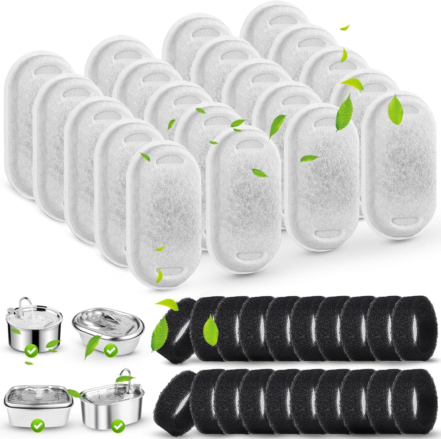 SORON Cat Water Fountain Filters for 67oz/2L and 108/3.2L Stainless ...