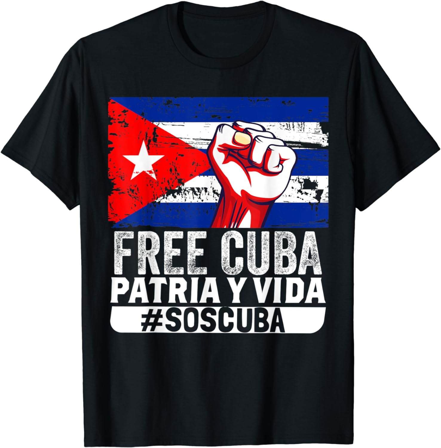 SOS Cuba Cuba Flag, Cuban Fist, Free Cuba Libre 2021 Cuban T-Shirt ...