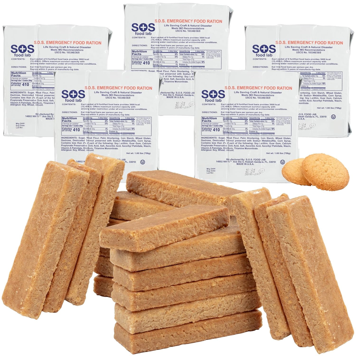 SOS Food Lab Emergency Food Bar - 3600 Calorie Ration (5 Pack ...