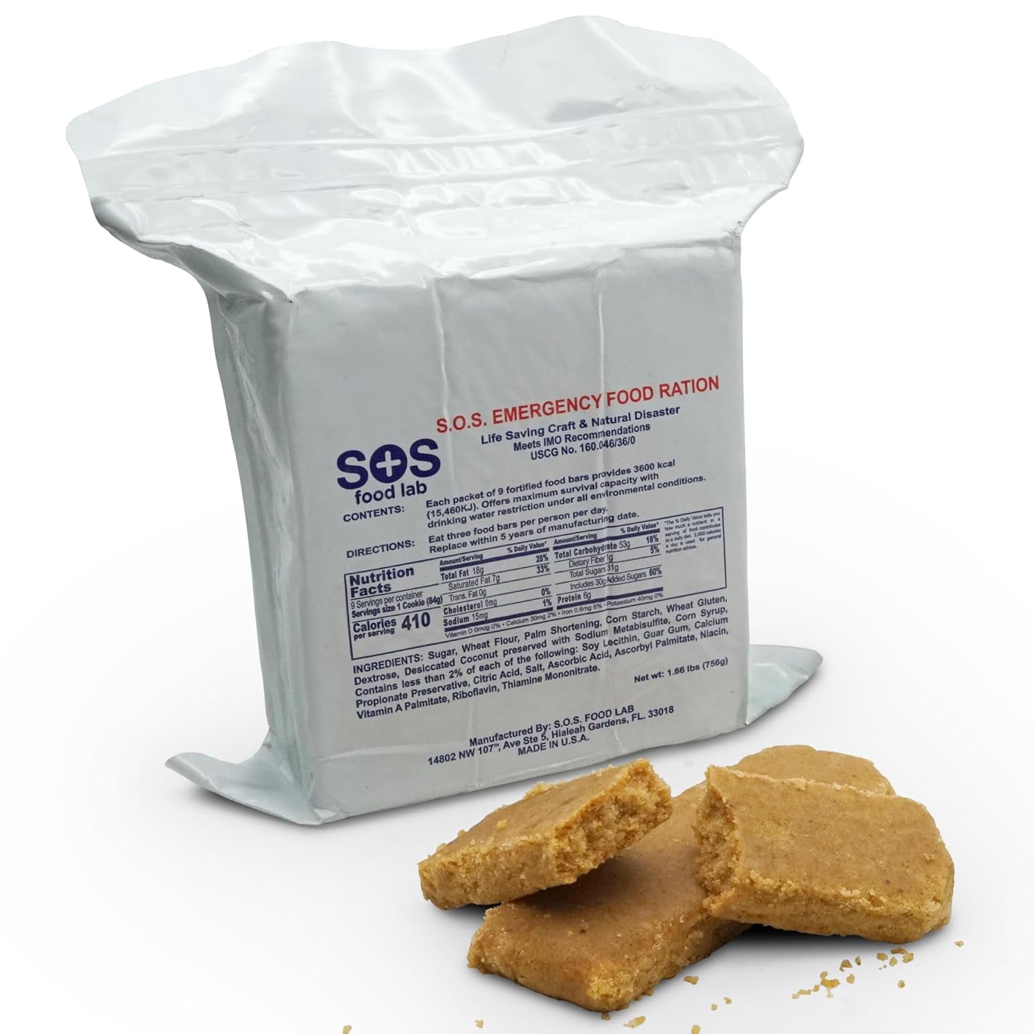 "S.O.S Food Lab, 3600 Calorie Emergency Food Bar, 3-Day Ration, 5-Year ...