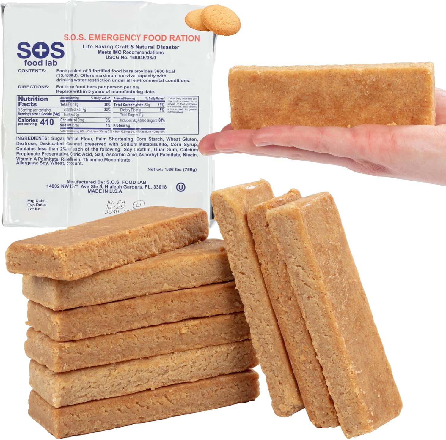 SOS Food Labs Rations Emergency 3600 Calorie Food Bar (3 packs) - 3 Day ...