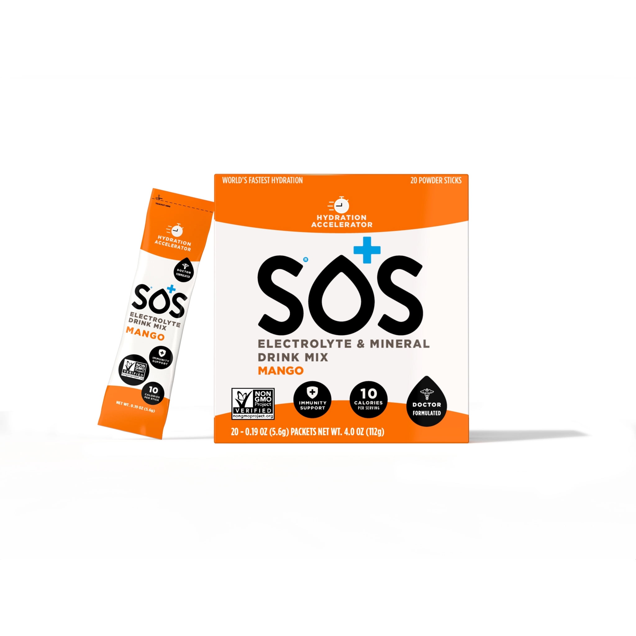 SOS Hydration Electrolyte Powder Sachets - 20 Stick Servings - Walmart.com