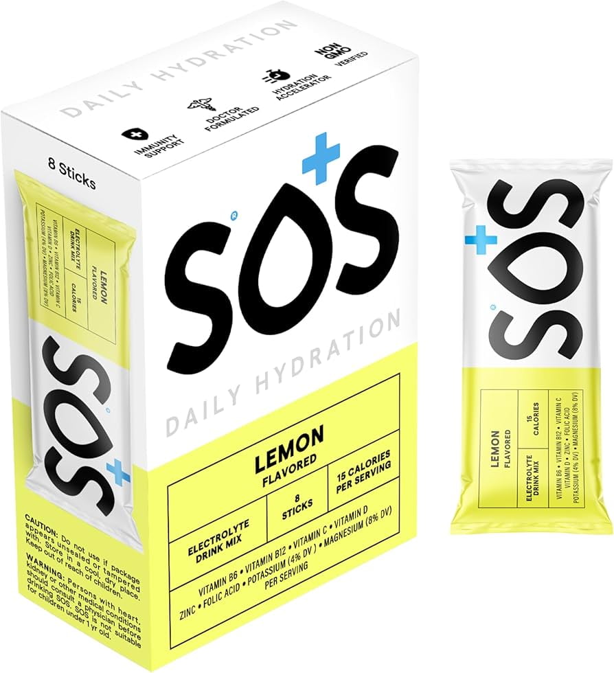 SOS Hydration Lemon Electrolyte Powder - 1-8 Ct Single-Serving Packets ...