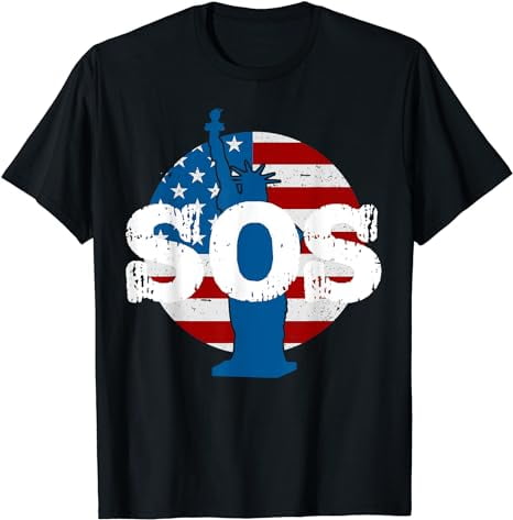 SOS USA American distressed flag, Statue of Liberty T-Shirt - Walmart.com