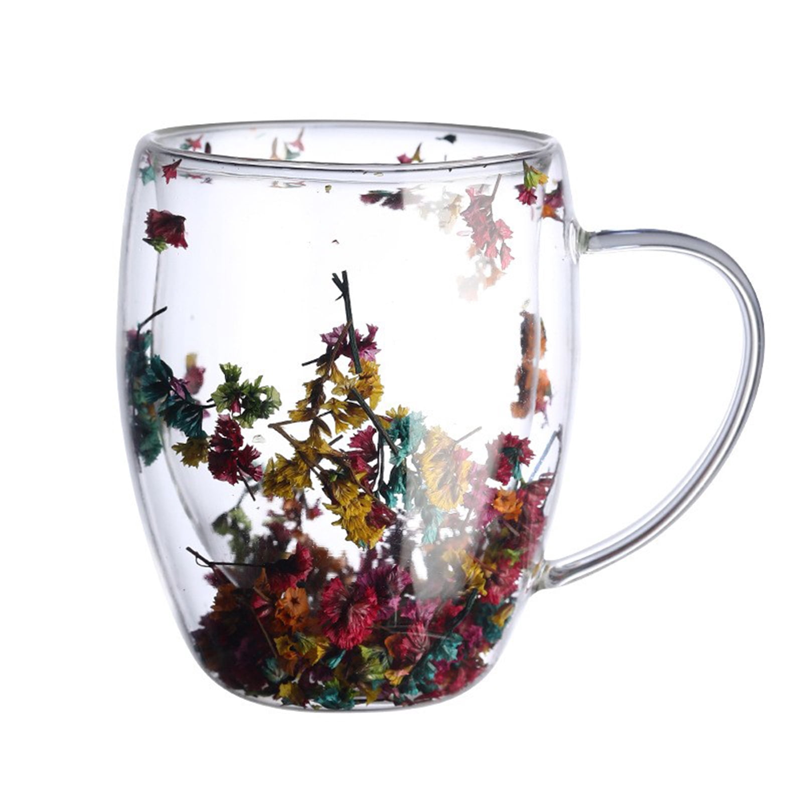 SOTDRR Aesthetic Dried Flowers Double Walled Glass Cups Dried Flowers ...