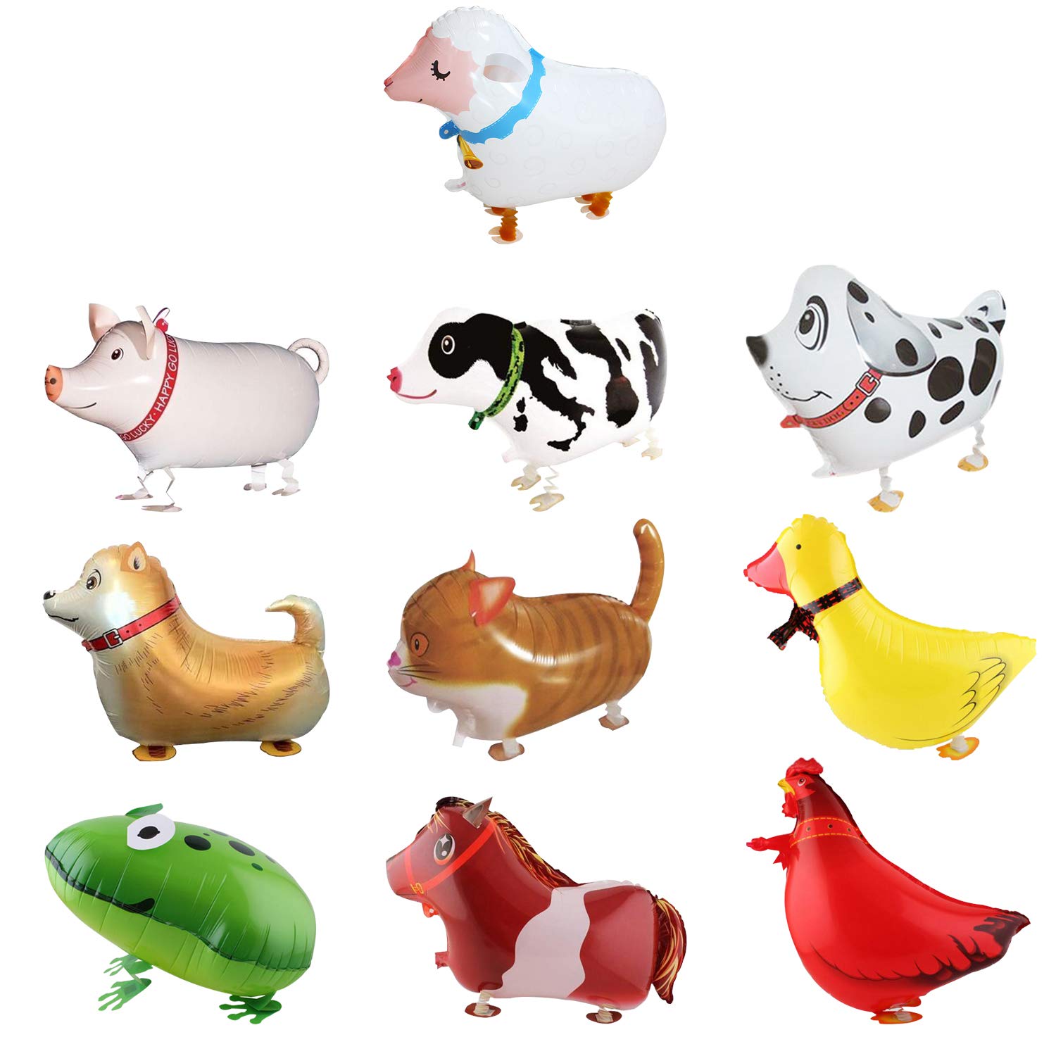 SOTOGO 10 Pieces Walking Animal Balloons Pet Balloons Farm Animal ...