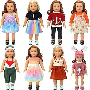 SOTOGO 8 Sets 18 Inch Girl Doll Clothes Doll Outfits for American 18 ...