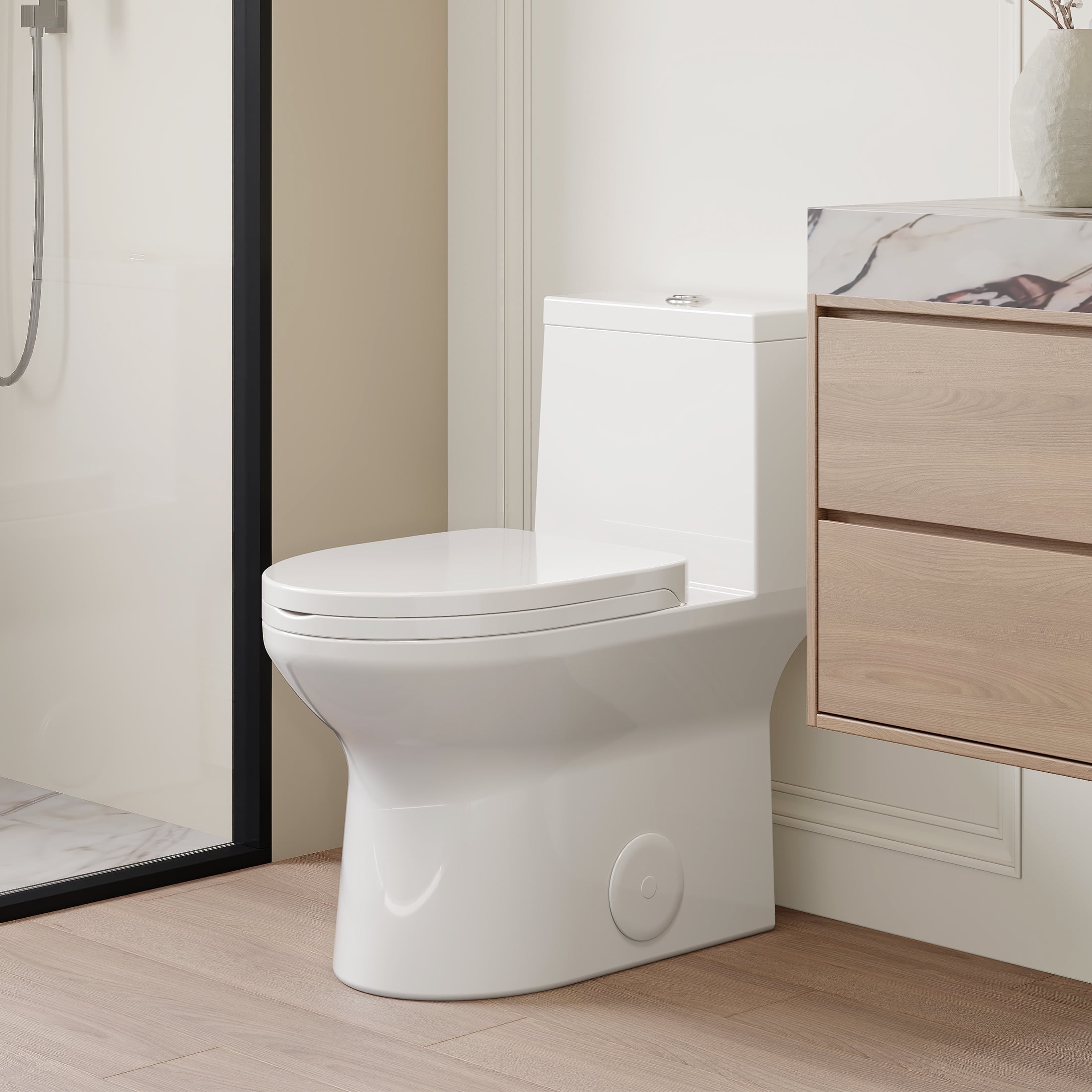 SOTOMO aMJ-T138 Elongated ADA Compliant One-Piece Toilet, 17.1” Comfort Height Elongated Bowl ...