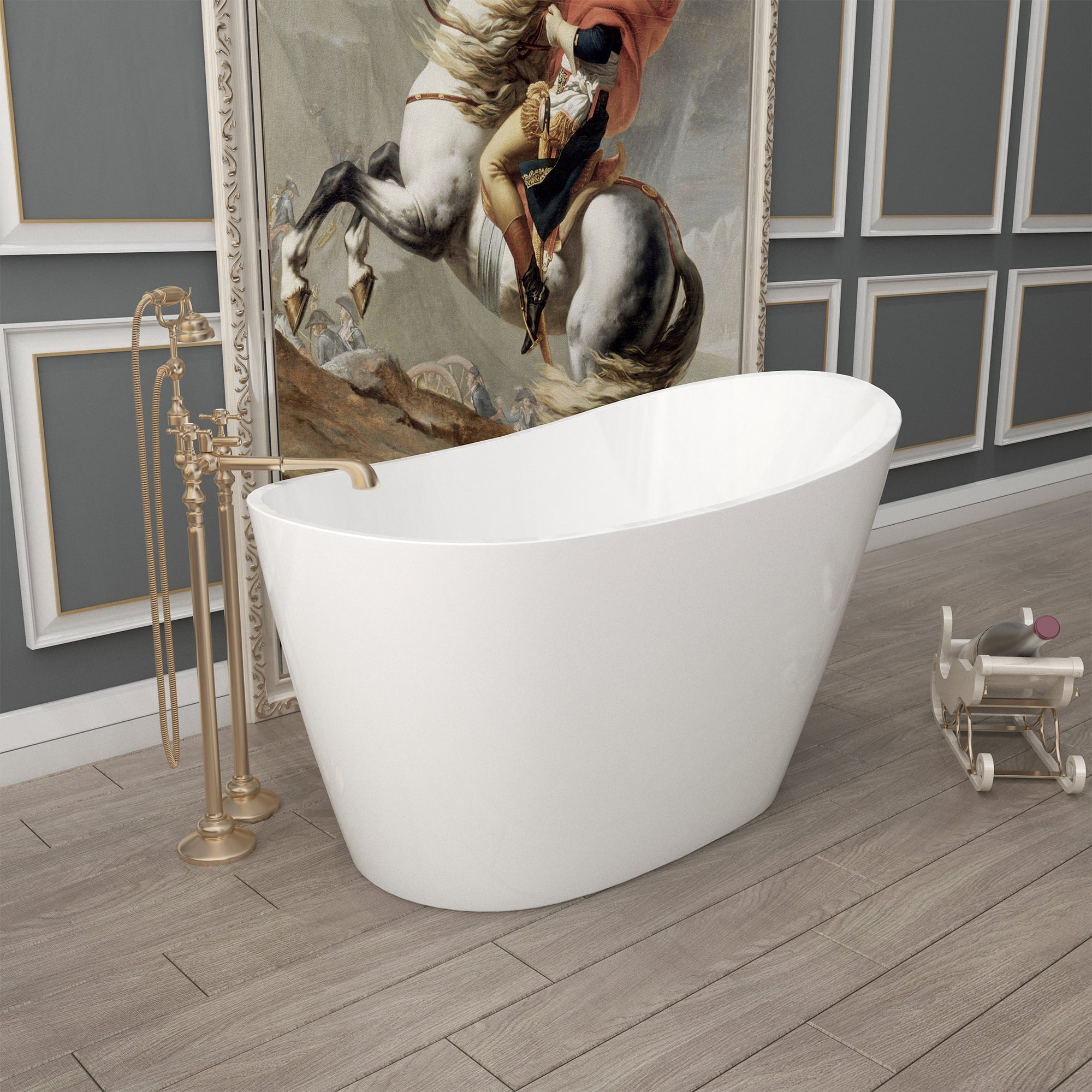 SOTUBX Free Standing Tub 51" Deep Soaking Bath Tub Acrylic Freestanding ...