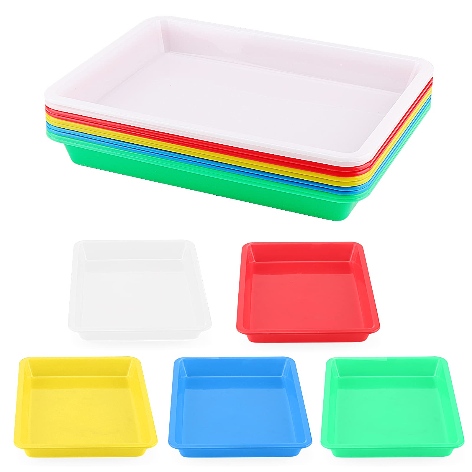 SOUJAP 15 Pack Plastic Art Trays, AIS1 5 Colors 10.8 x 8.2 x 1.2 Inch ...