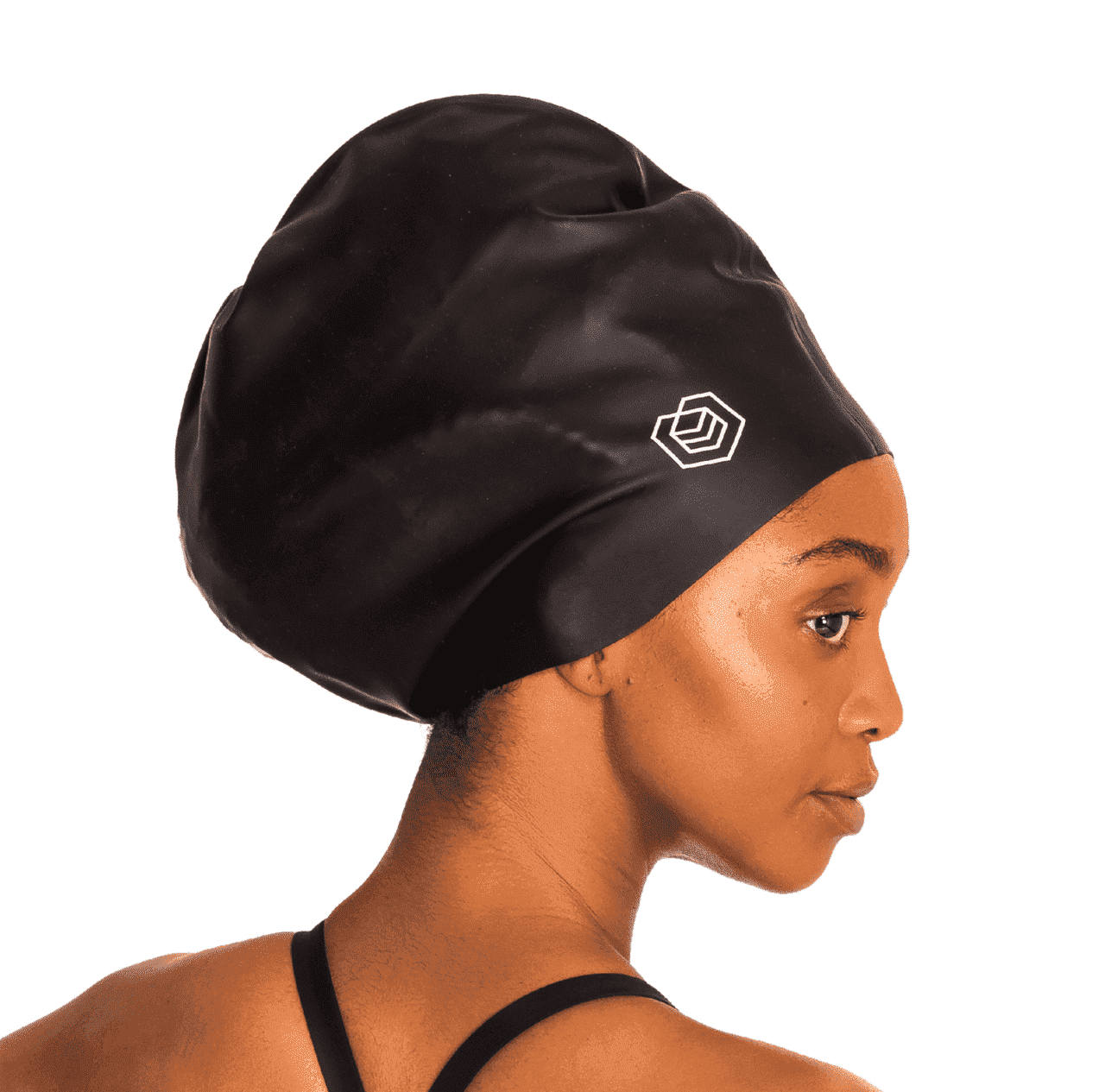 SOUL CAP Extra-Large Swim Cap, Black, 100% Silicone, Long Hair ...