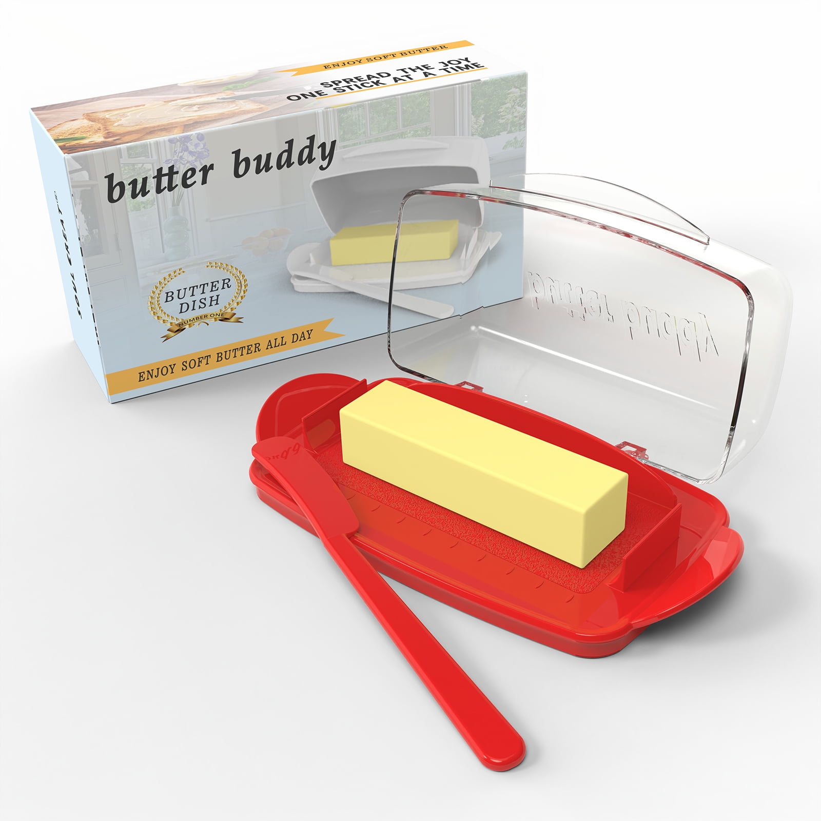 Soul Creat Flip Lid Butter Dish with Spreader, Plastic Butter Tray ...