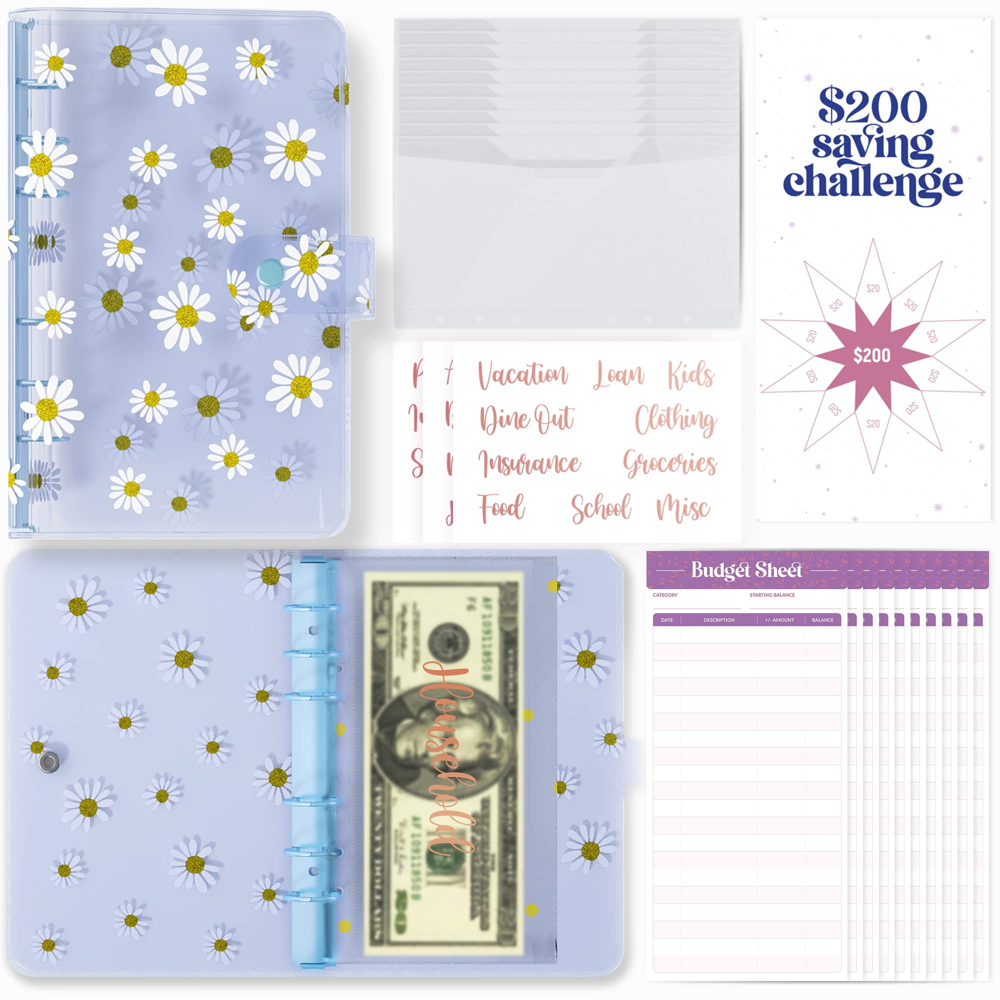 SOUL MAMA PVC A6 Budget Binder with Cash Envelopes for Budgeting - Cute ...