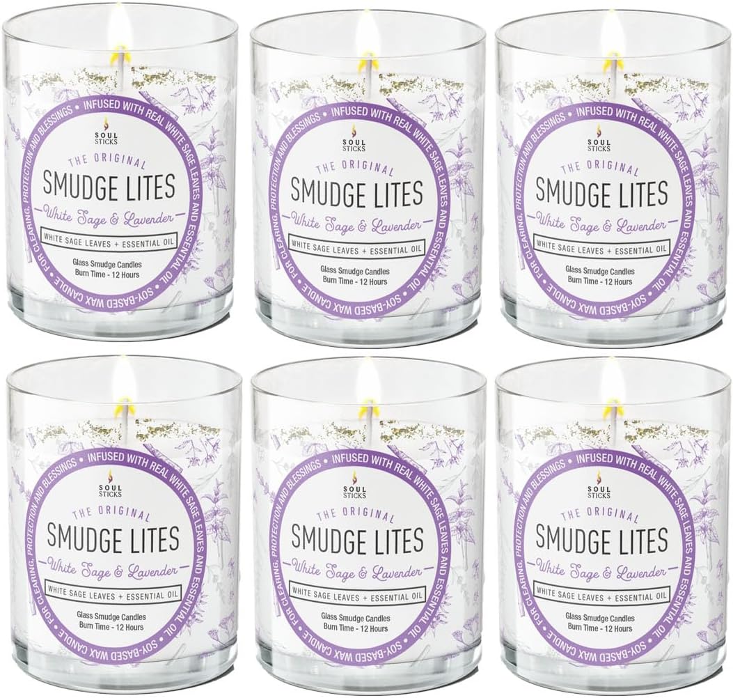 SOUL STICKS 6 Pack Smudge Lites Votive Candles | 960 Grams Decor Spa ...
