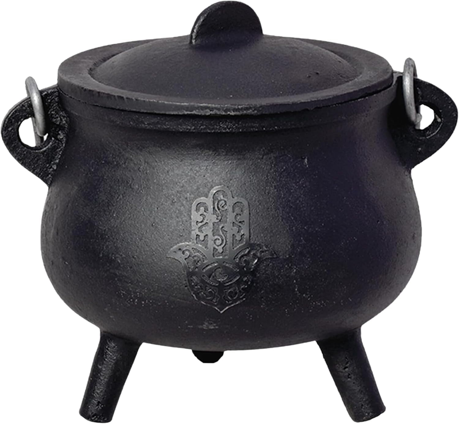 SOUL STICKS Reusable 6 Cast Iron Cauldron with Lid and Hanging Handle for Spell Casting ...