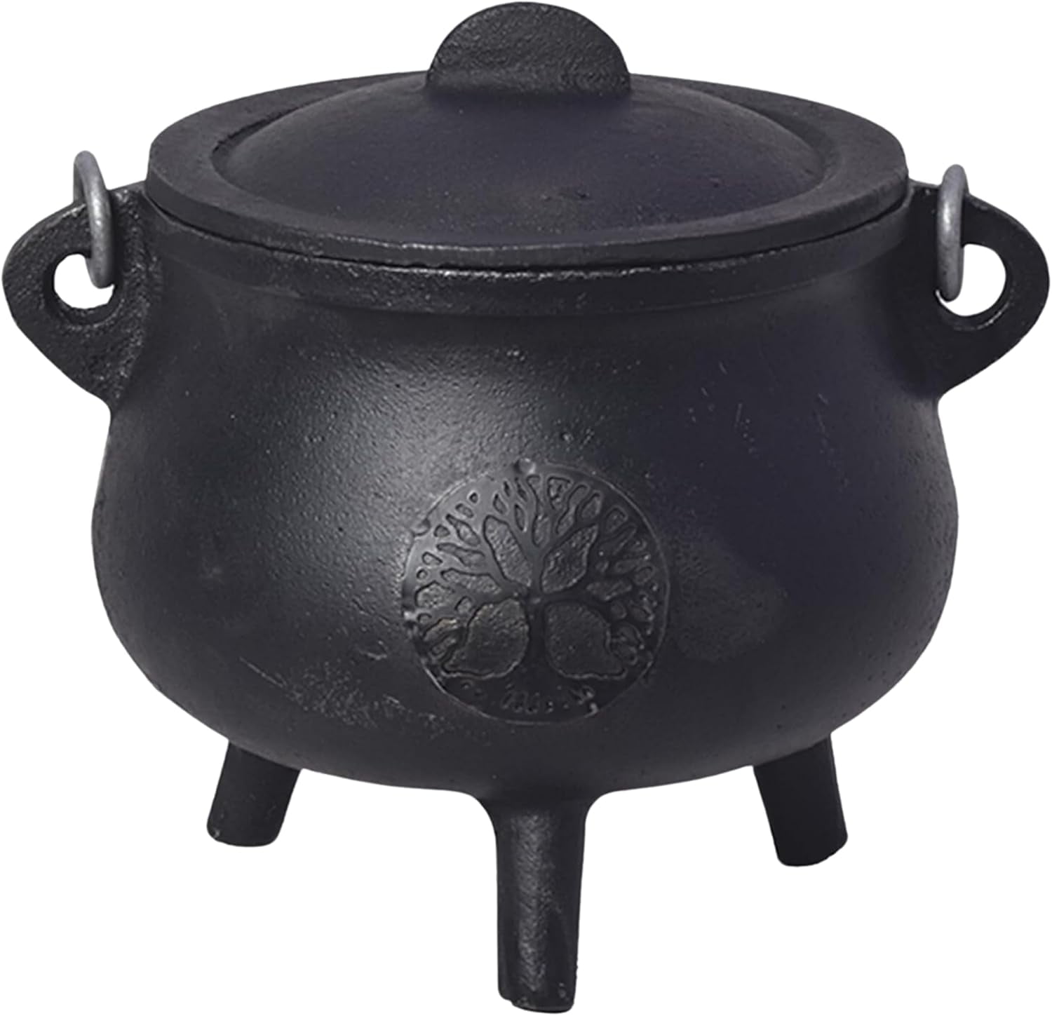 SOUL STICKS Reusable 6 Cast Iron Cauldron with Lid and Hanging Handle for Spell Casting ...