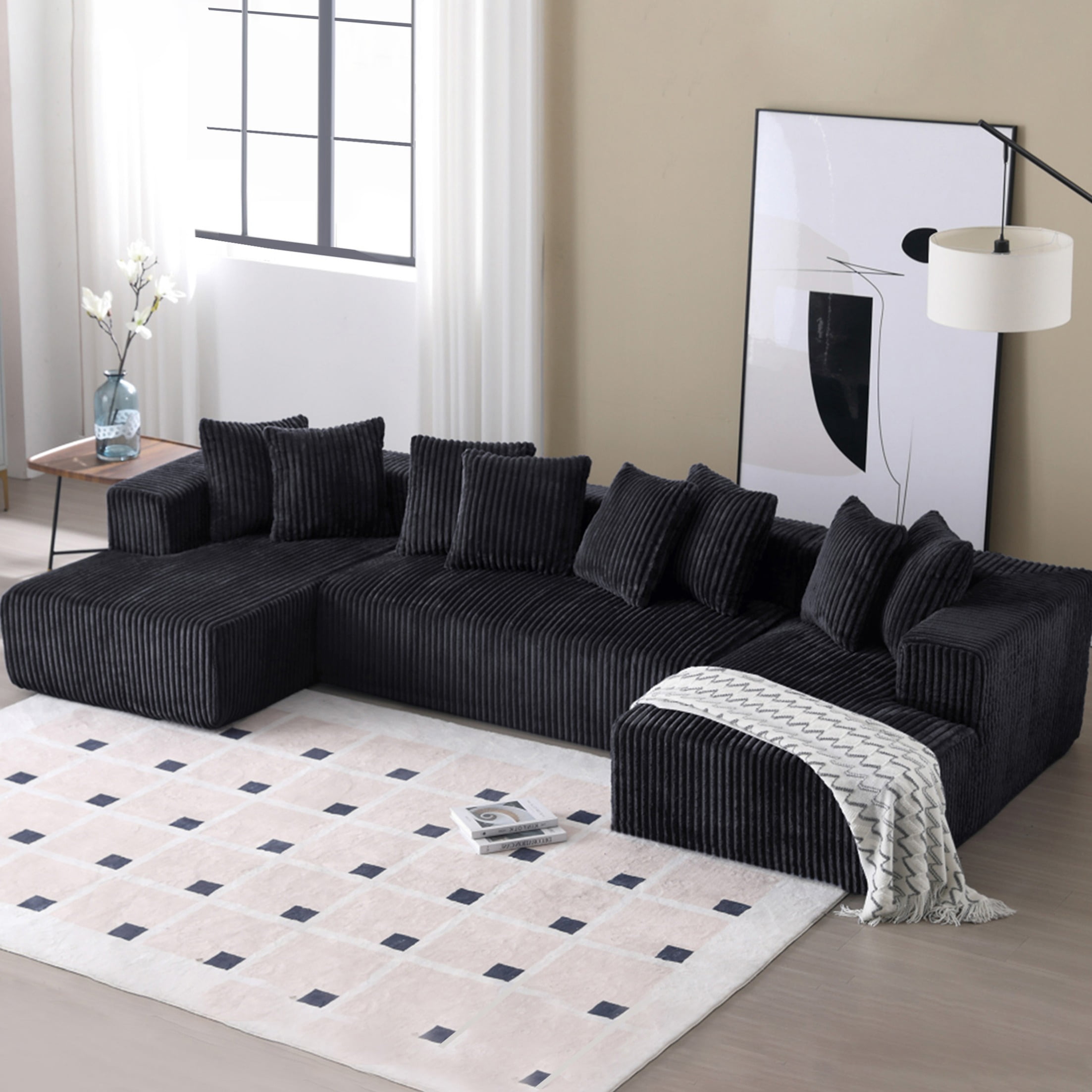 SOULART 133.4" U-Shape Oversized Modular Couch, Corduroy Sectional, 2 ...