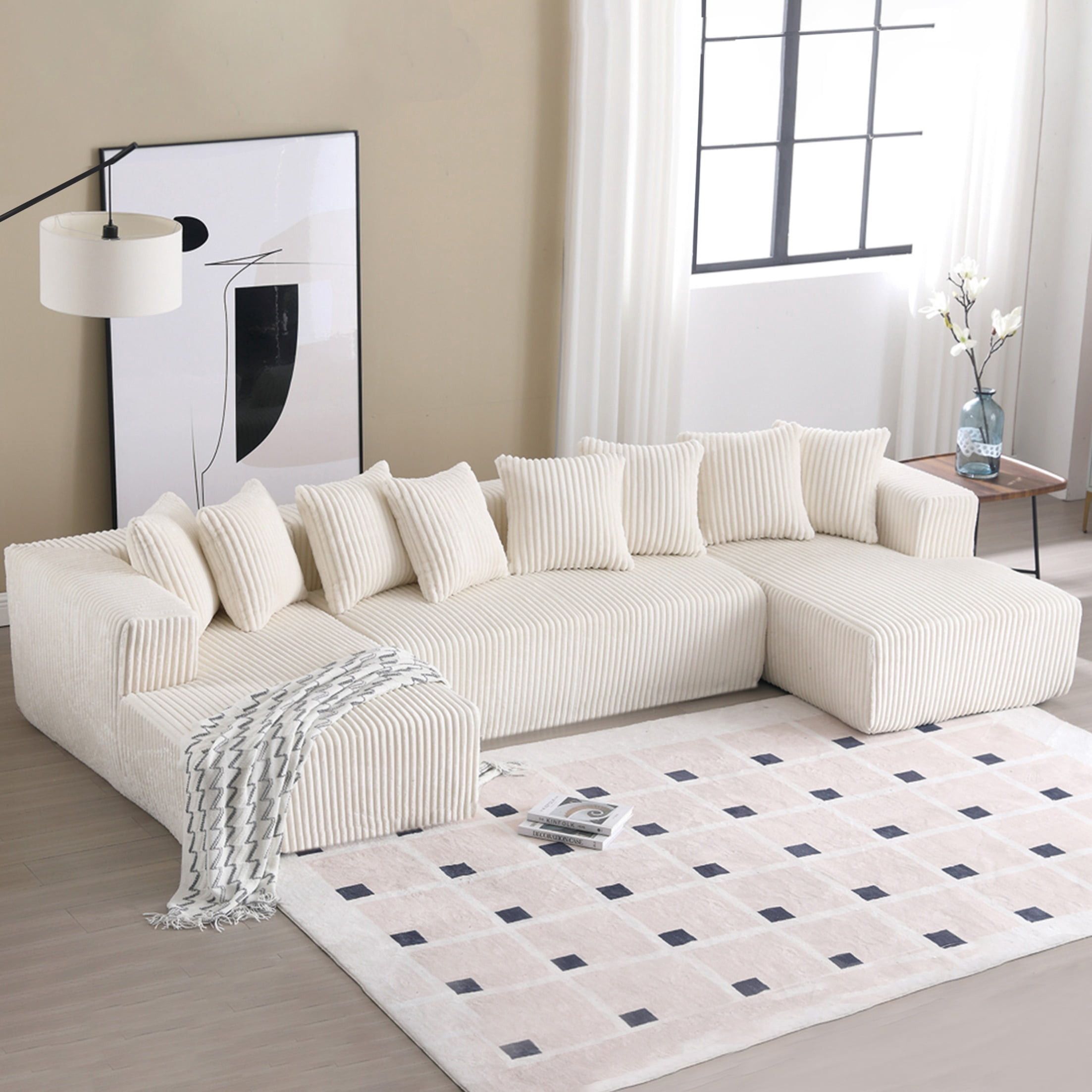 SOULART 133.4" U-Shape Oversized Modular Couch, Corduroy Sectional, 2 ...