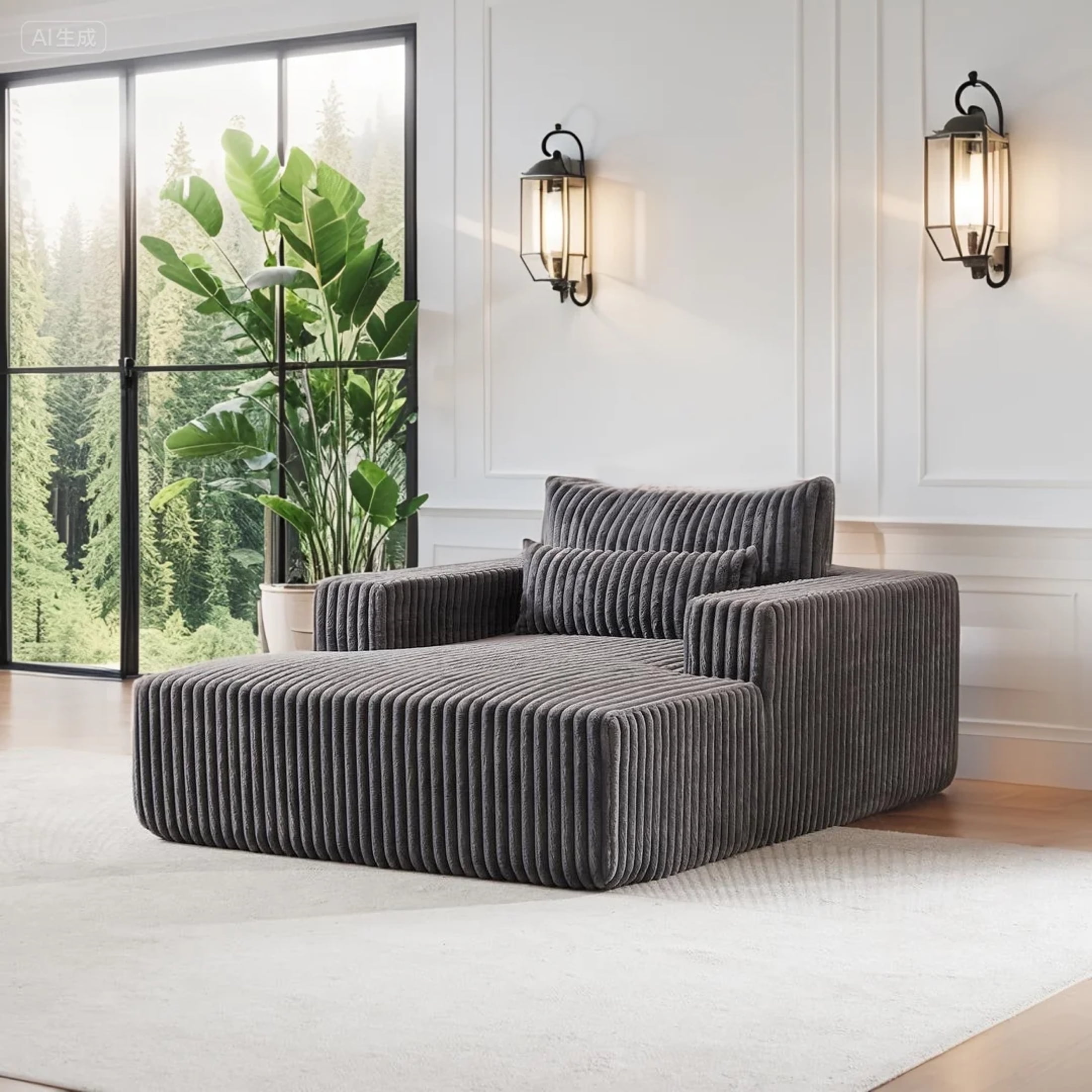 SOULART 75-Inch Corduroy Sponge Sofa Lounge Chair, No Assembly Required ...