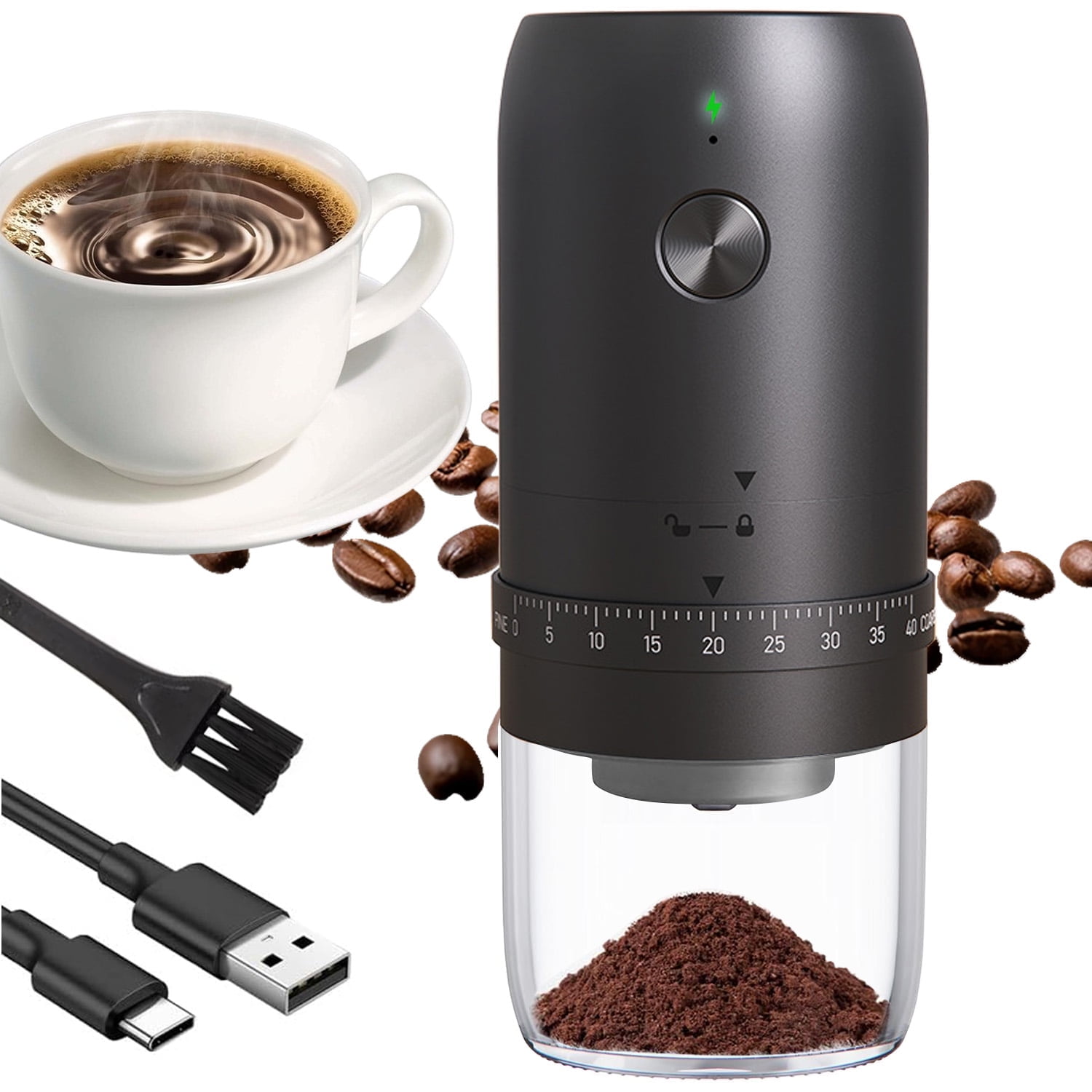 Soulfox Portable Rechargeable Electric Burr Coffee Grinder with 40 ...