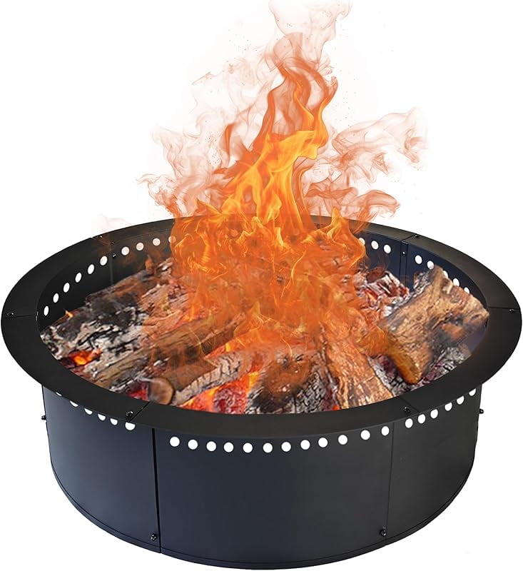 SOULGEL Outdoor 40-Inch Outer/36-Inch Inner Fire Pit Ring Smokeless ...