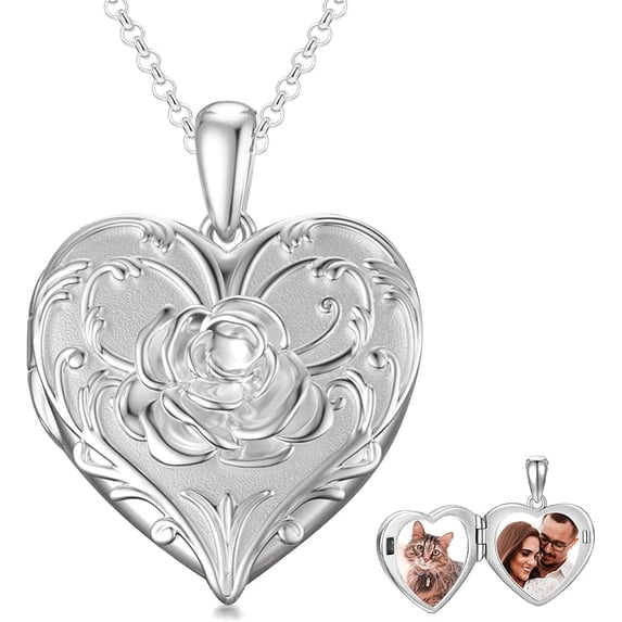 SOULMEET 10K 14K 18K Solid White Gold Heart Locket That Holds Picture ...