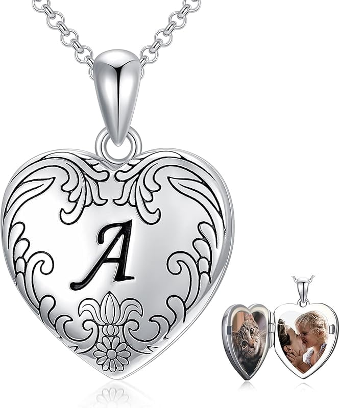SOULMEET 10K 14K 18K Solid White Gold/Plated Gold Locket Cameo Initial ...