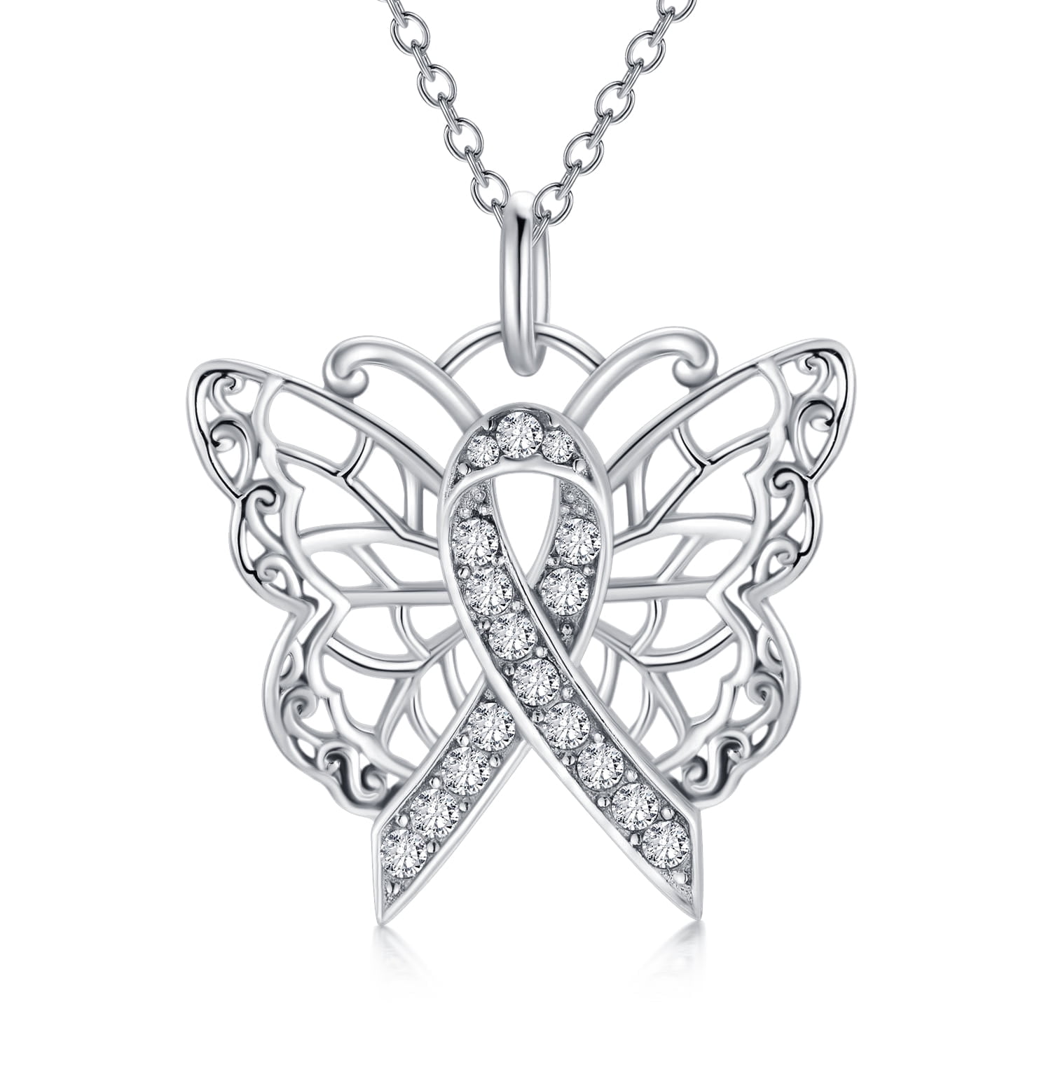 SOULMEET Butterfly Necklace 926 Sterling Silver with Crystal Cancer ...