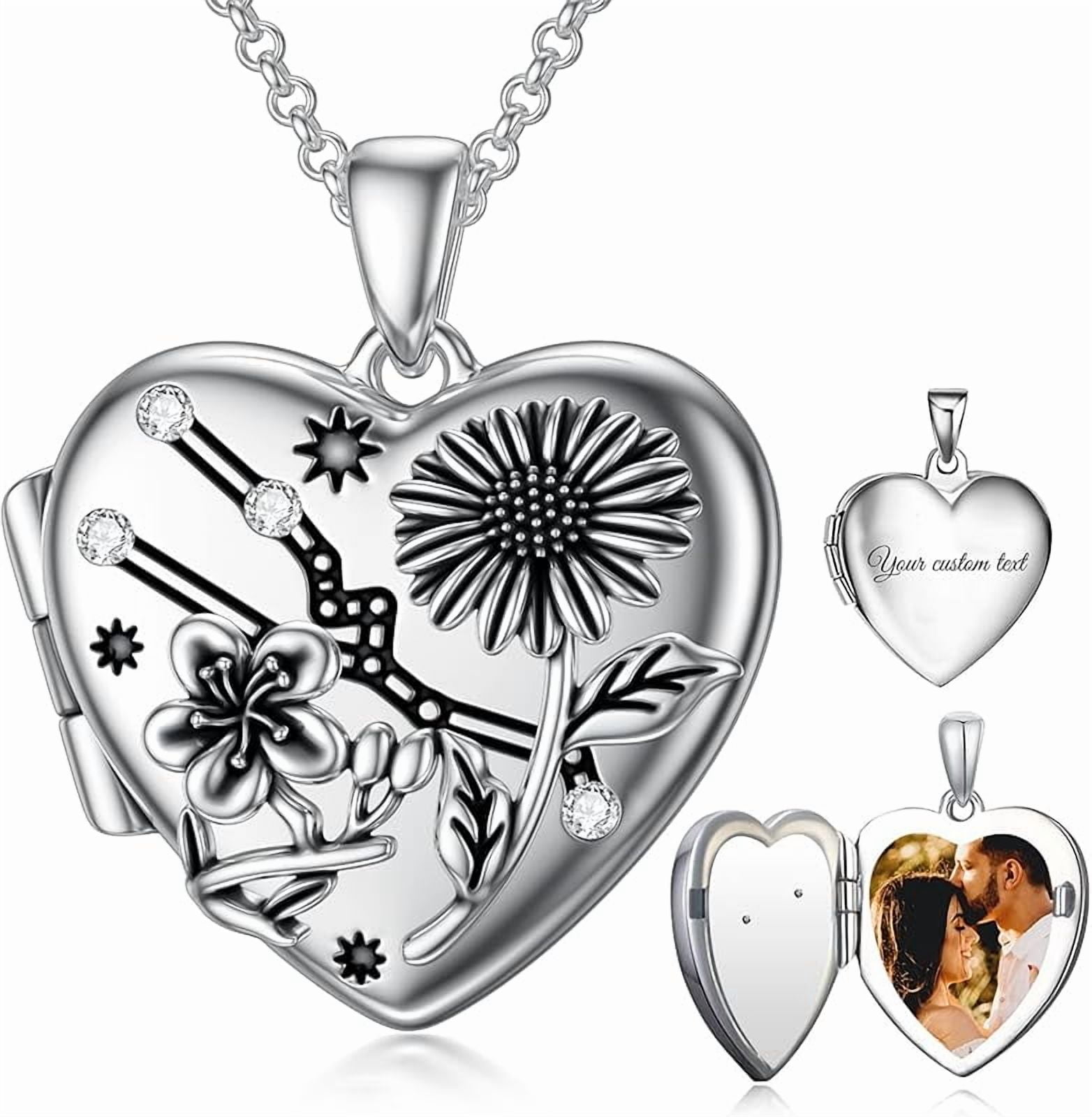 SOULMEET Heart Birth Flowers Zodiac Locket Necklace That Holds Picture ...