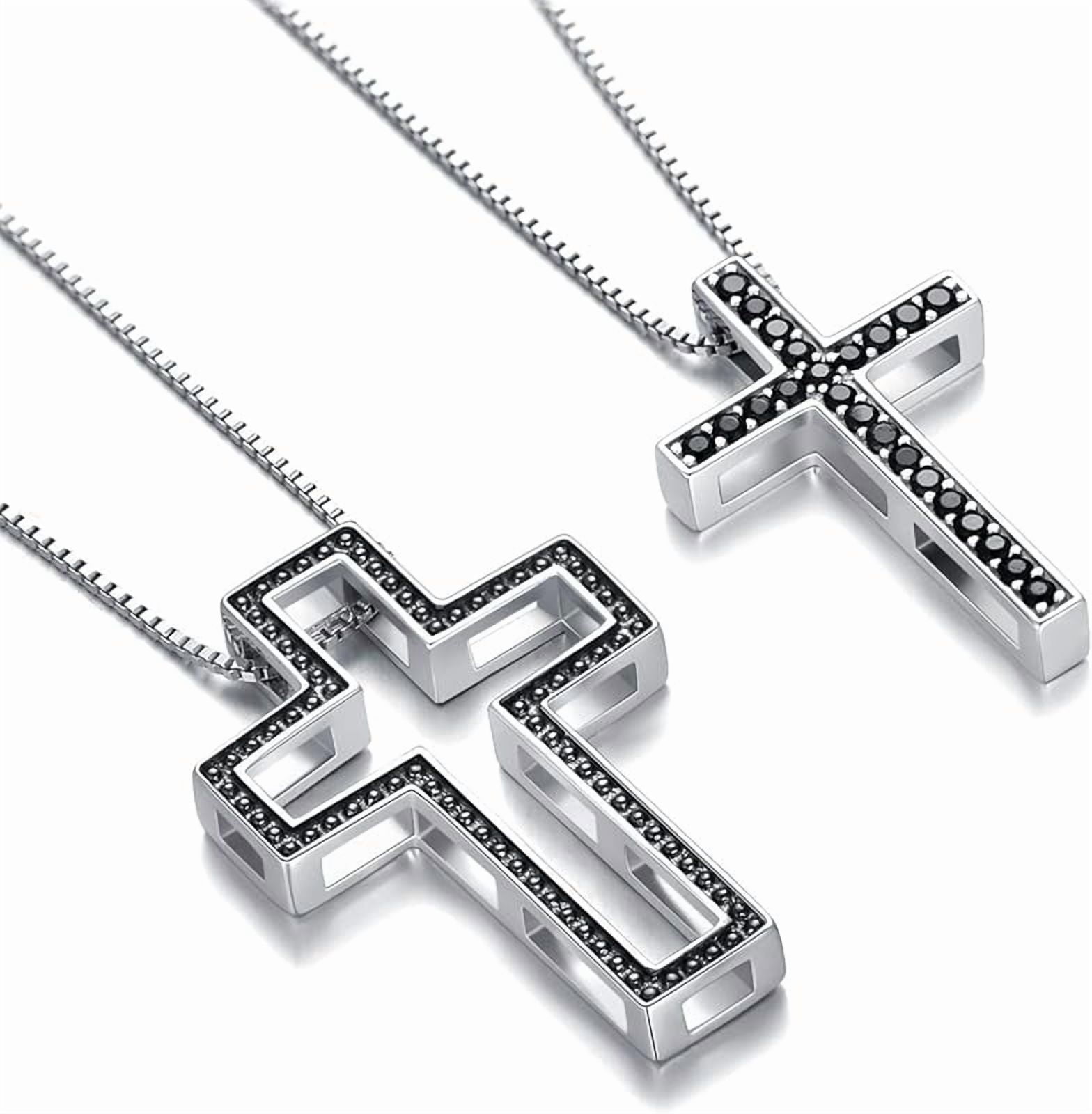 SOULMEET Matching Cross Couple Crosses Necklace with Diamond Cut CZ ...