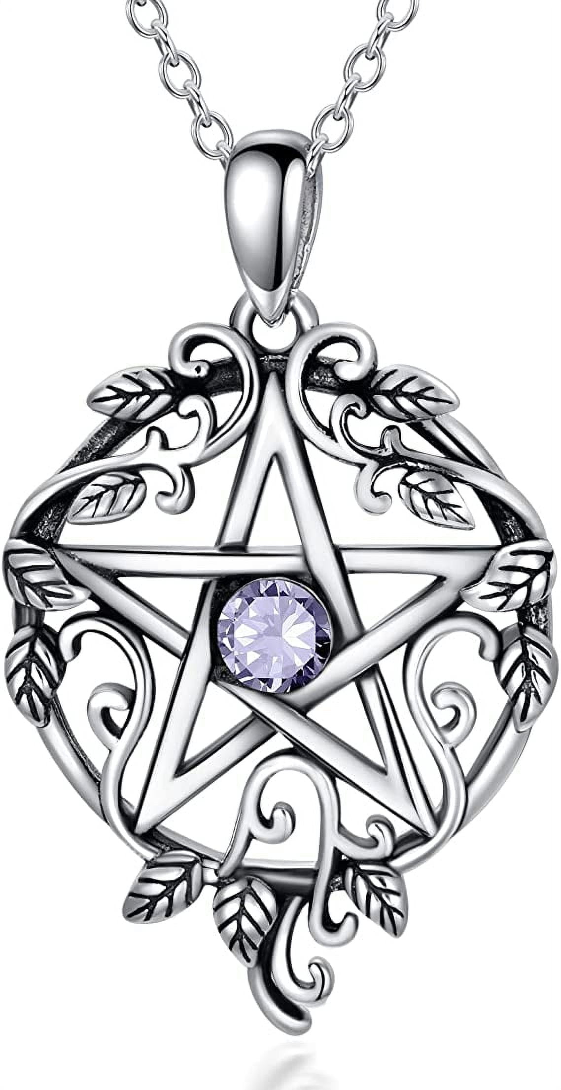 SOULMEET Pentagram Necklace Sterling Silver Pentacle Wiccan Birthstone ...