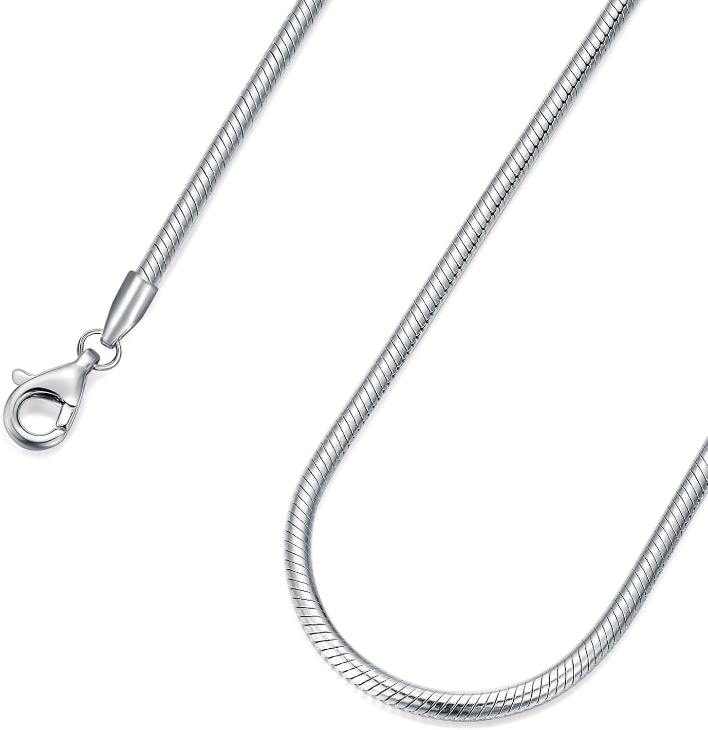 SOULMEET Snake Chain Sterling Silver Round Snake Chain Necklace for Men ...