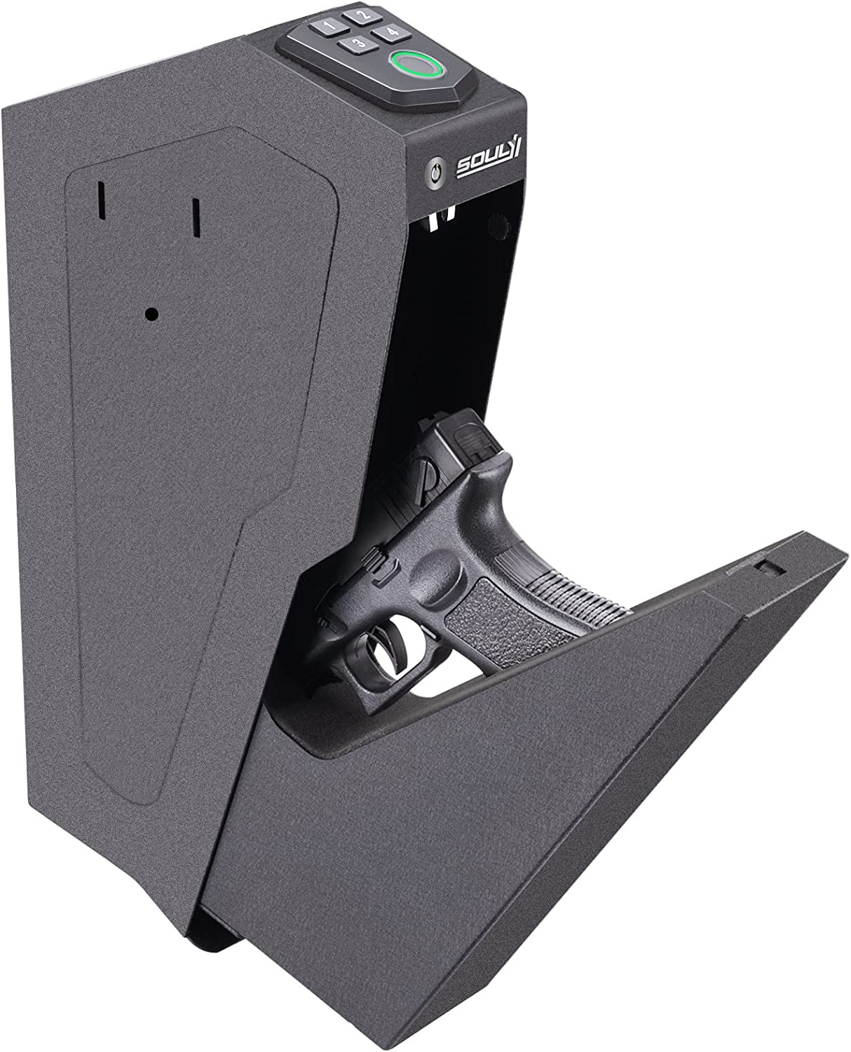 SOULYI Mounted Biometric Gun Safe For Pistols, Auto Open Handgun Safe ...
